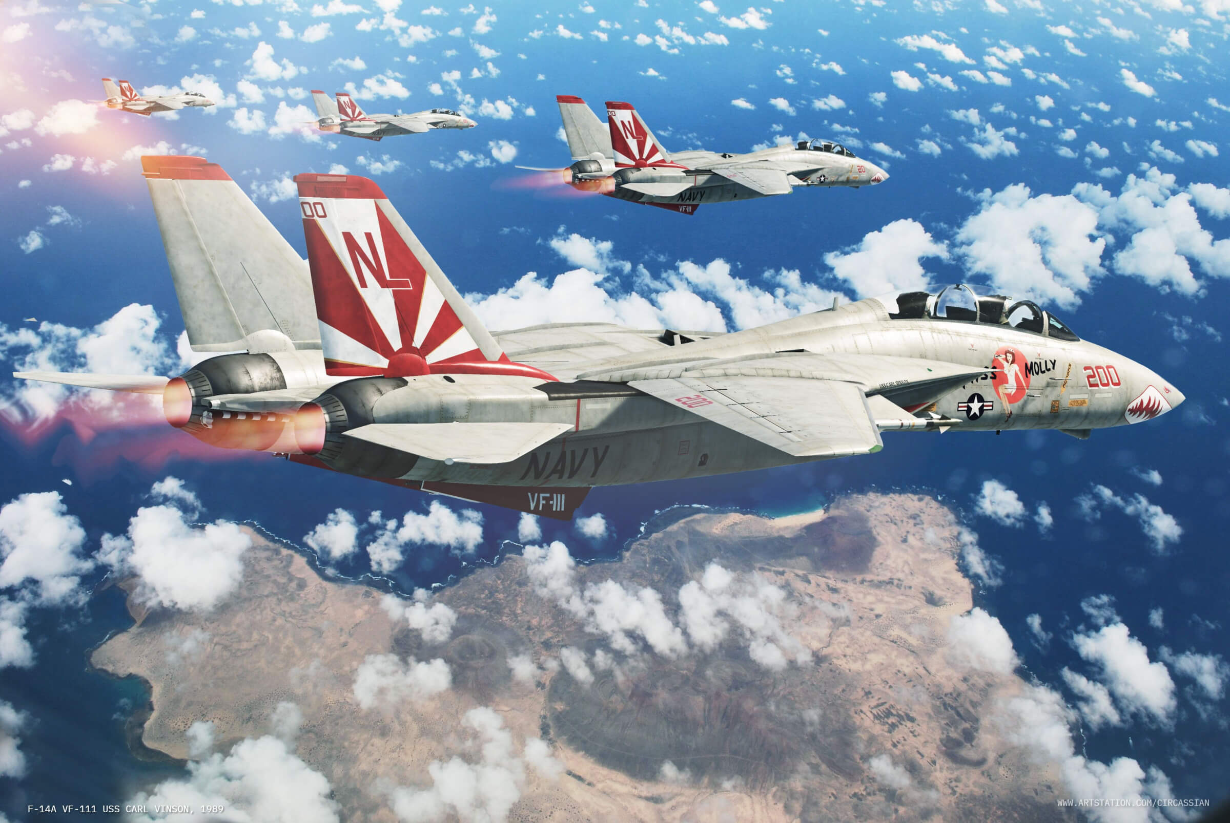 F-14A Tomcat, 3D Render, Digital Art by CIRCASSIAN