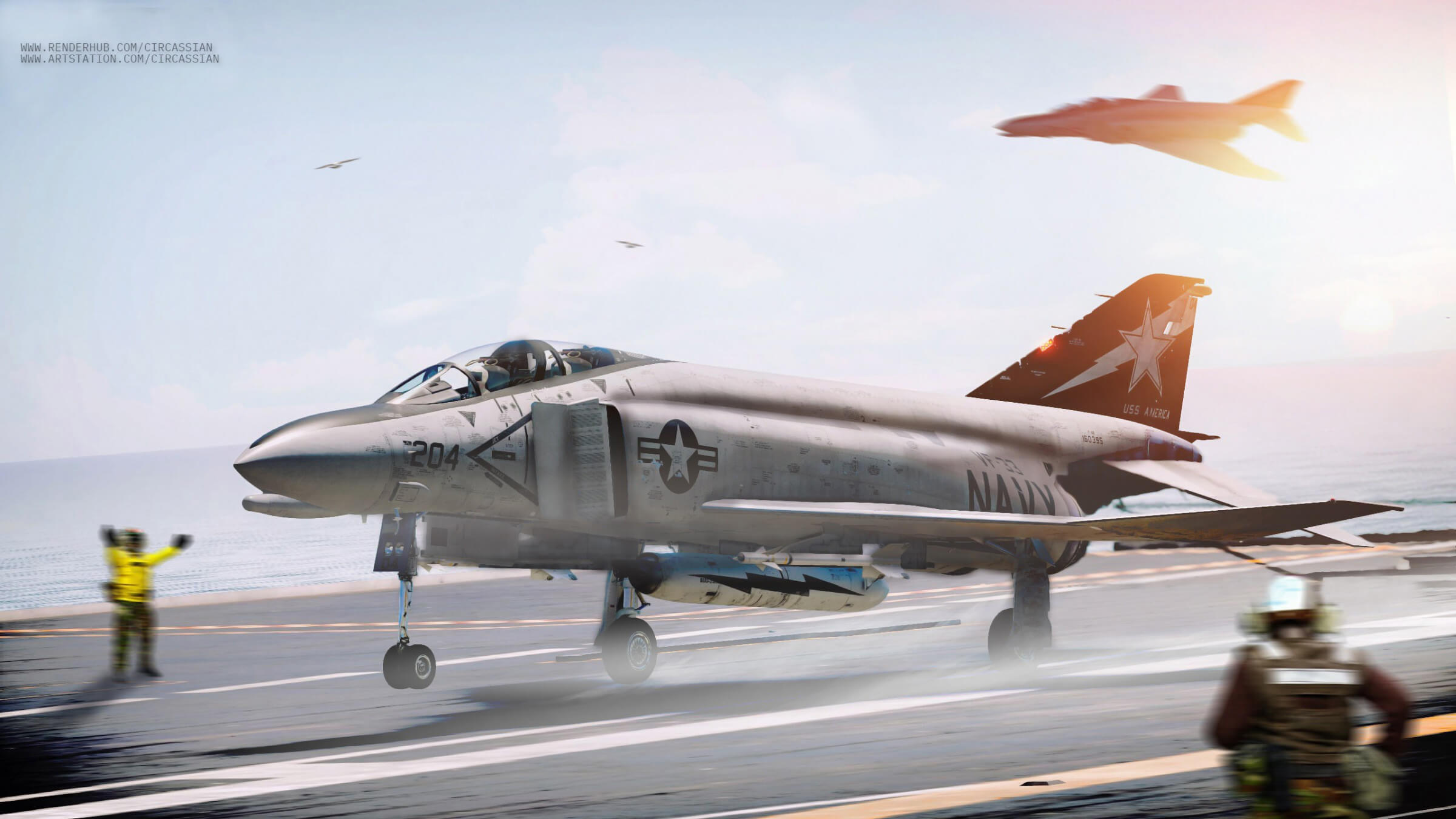 F-4B Phantom II VF-33 3D Render, Digital Art by CIRCASSIAN
