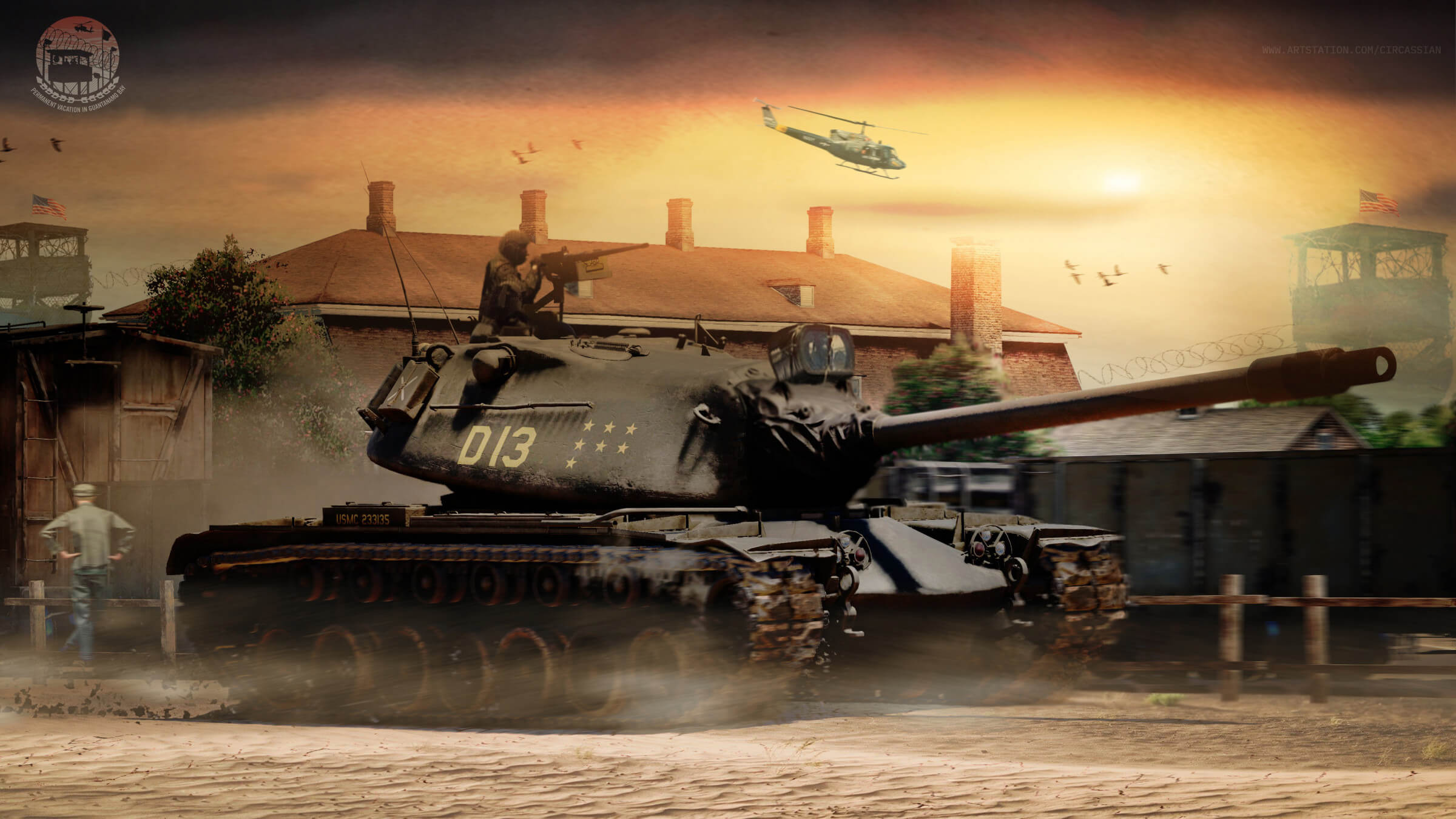 M103A2 - 2nd Heavy Tank Bat. Guantanamo Bay, 1970. 3D Render