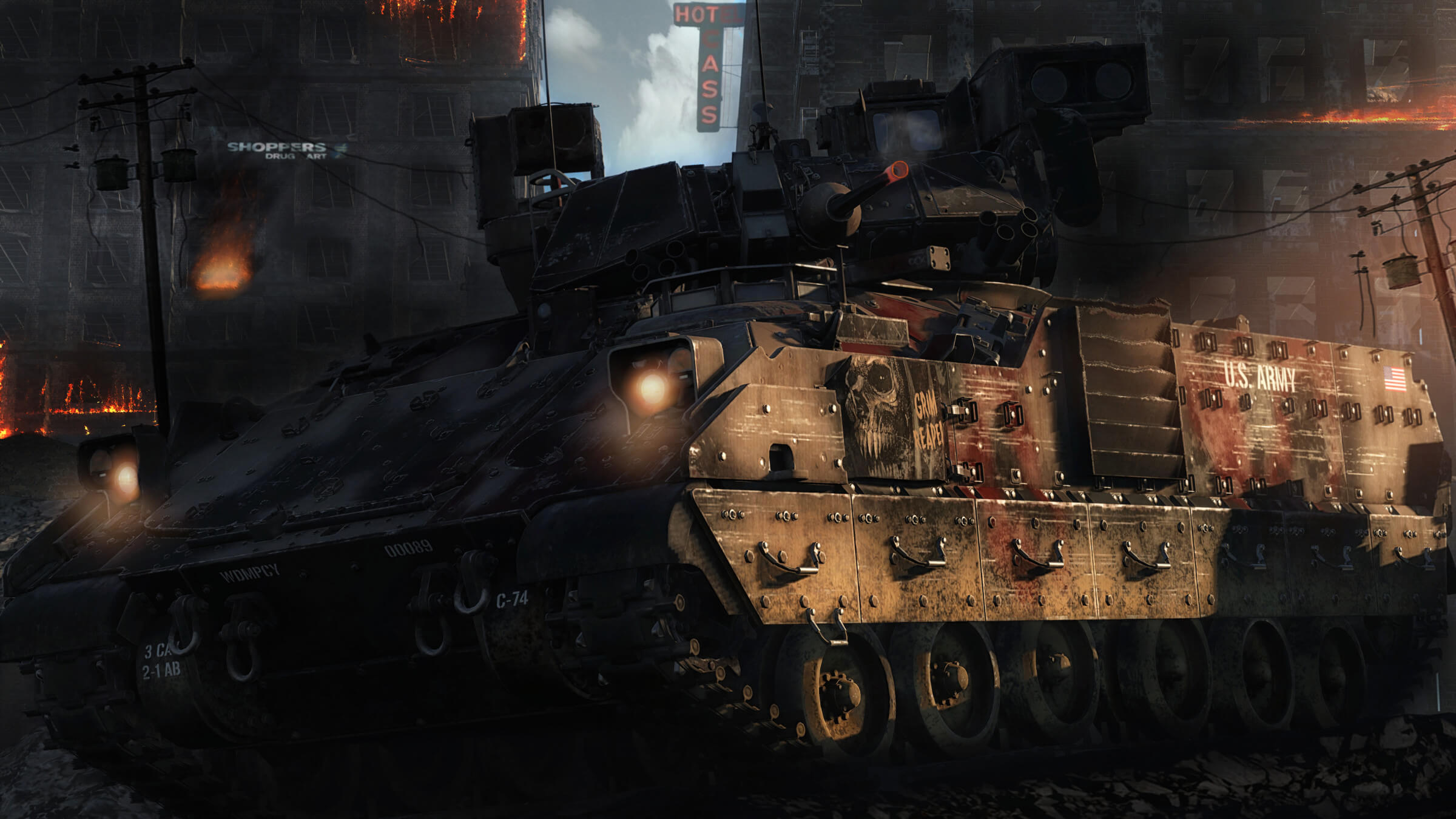 M3A3 Grim Reaper 3D Render, Digital Art by CIRCASSIAN