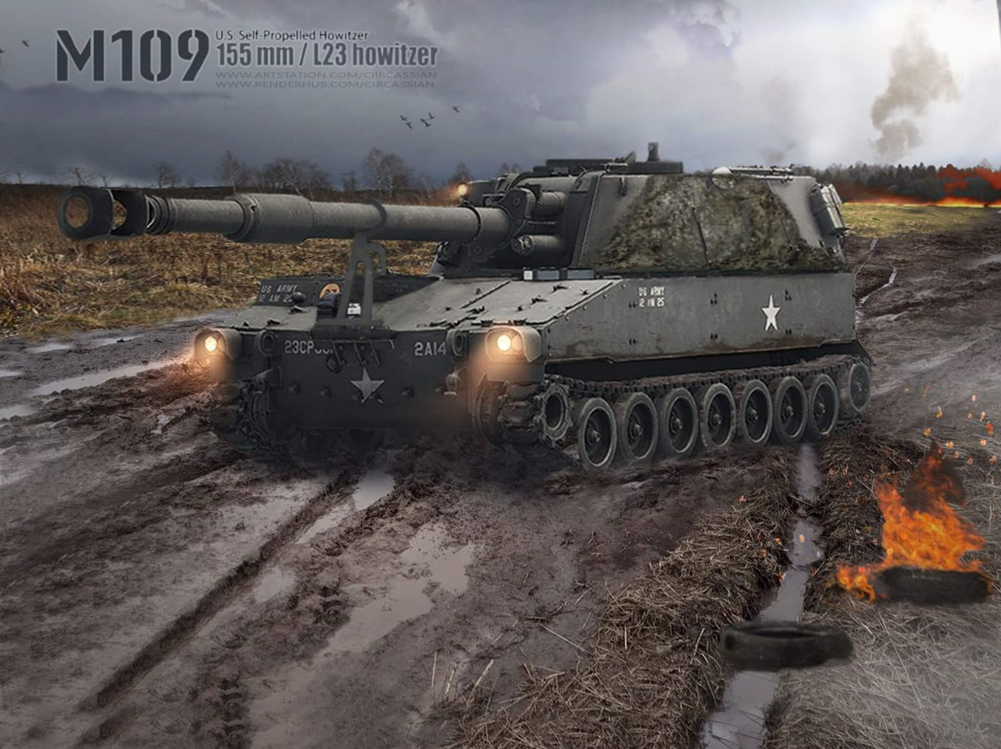 TIL M109 3D Render, Digital Art by CIRCASSIAN