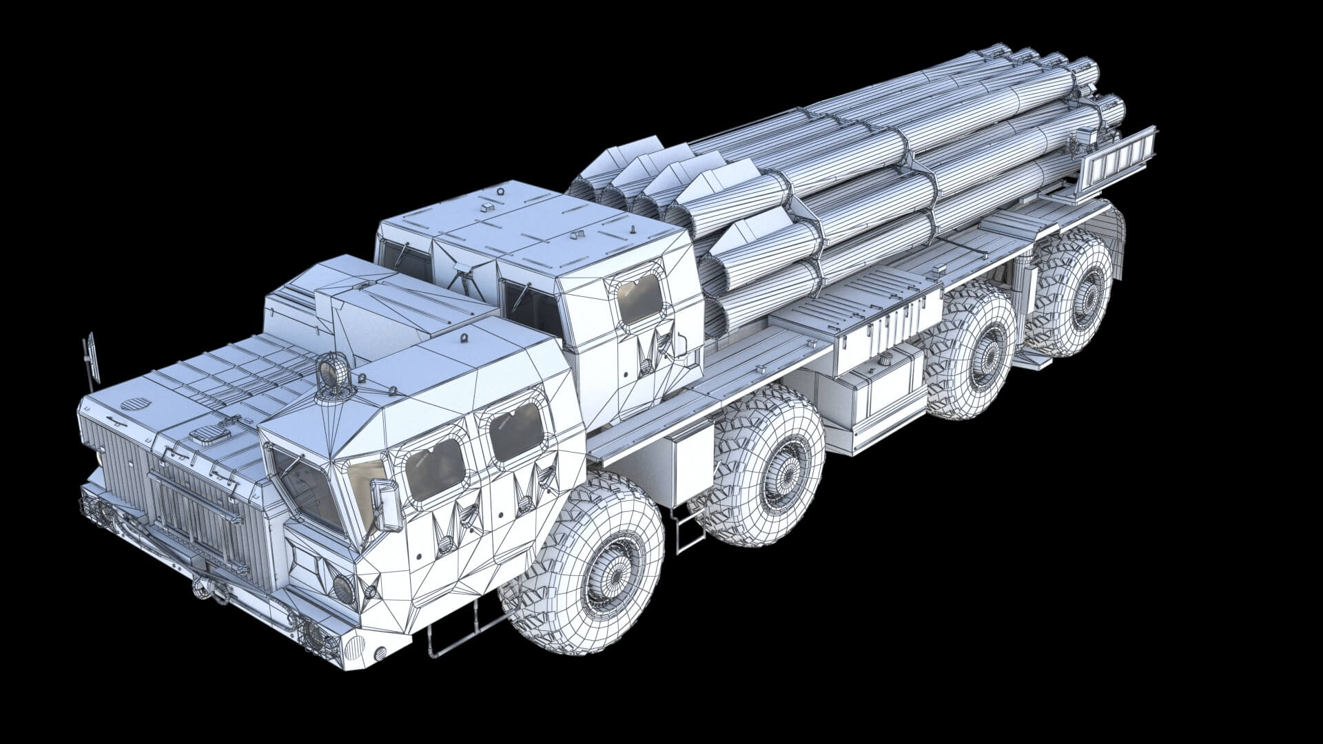 BM-30 Smerch 9A52 Tornado-S 9A54 3D Model by citizensnip