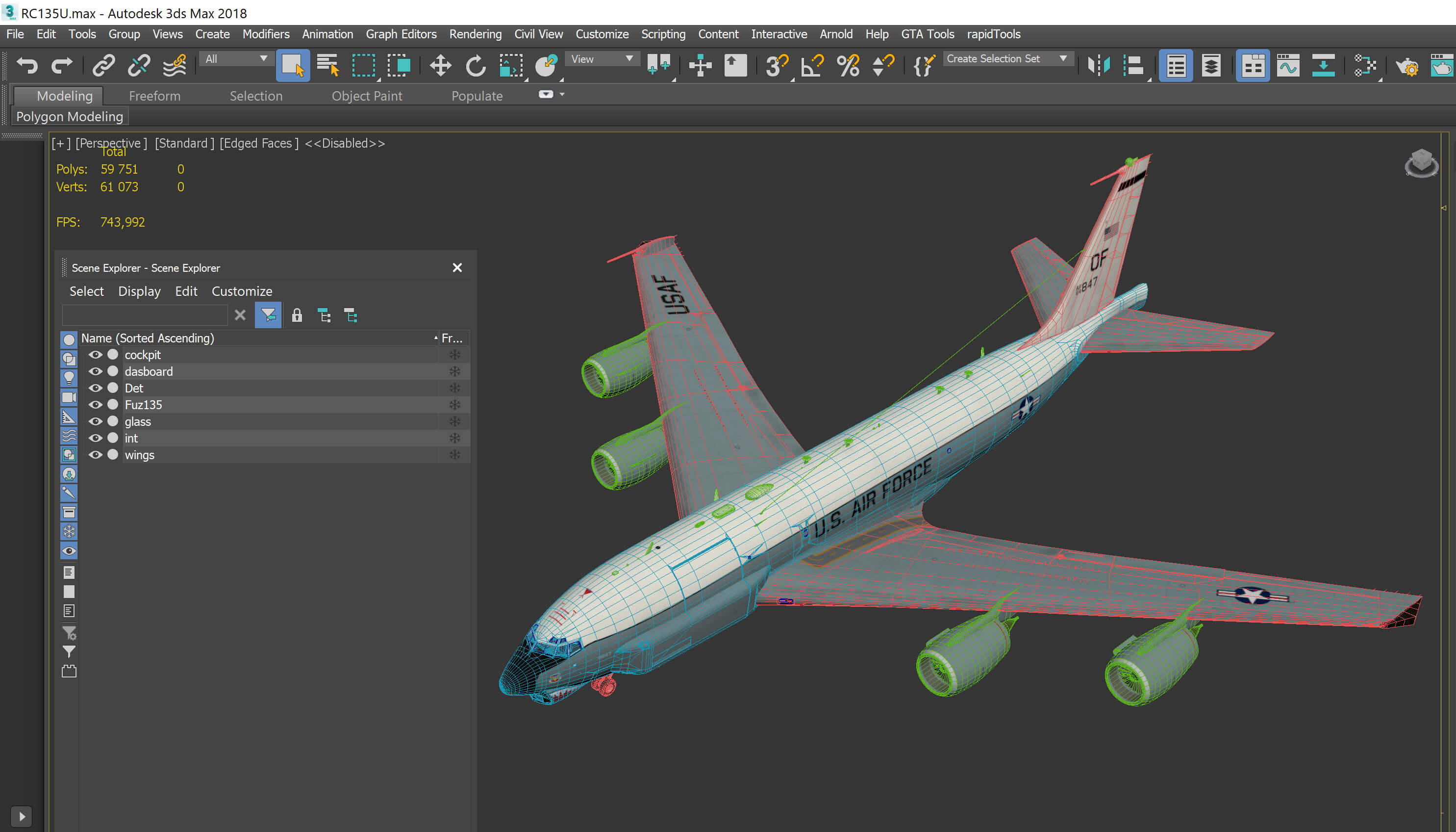 Boeing RC-135 U Combat Sent 3D Model by citizensnip