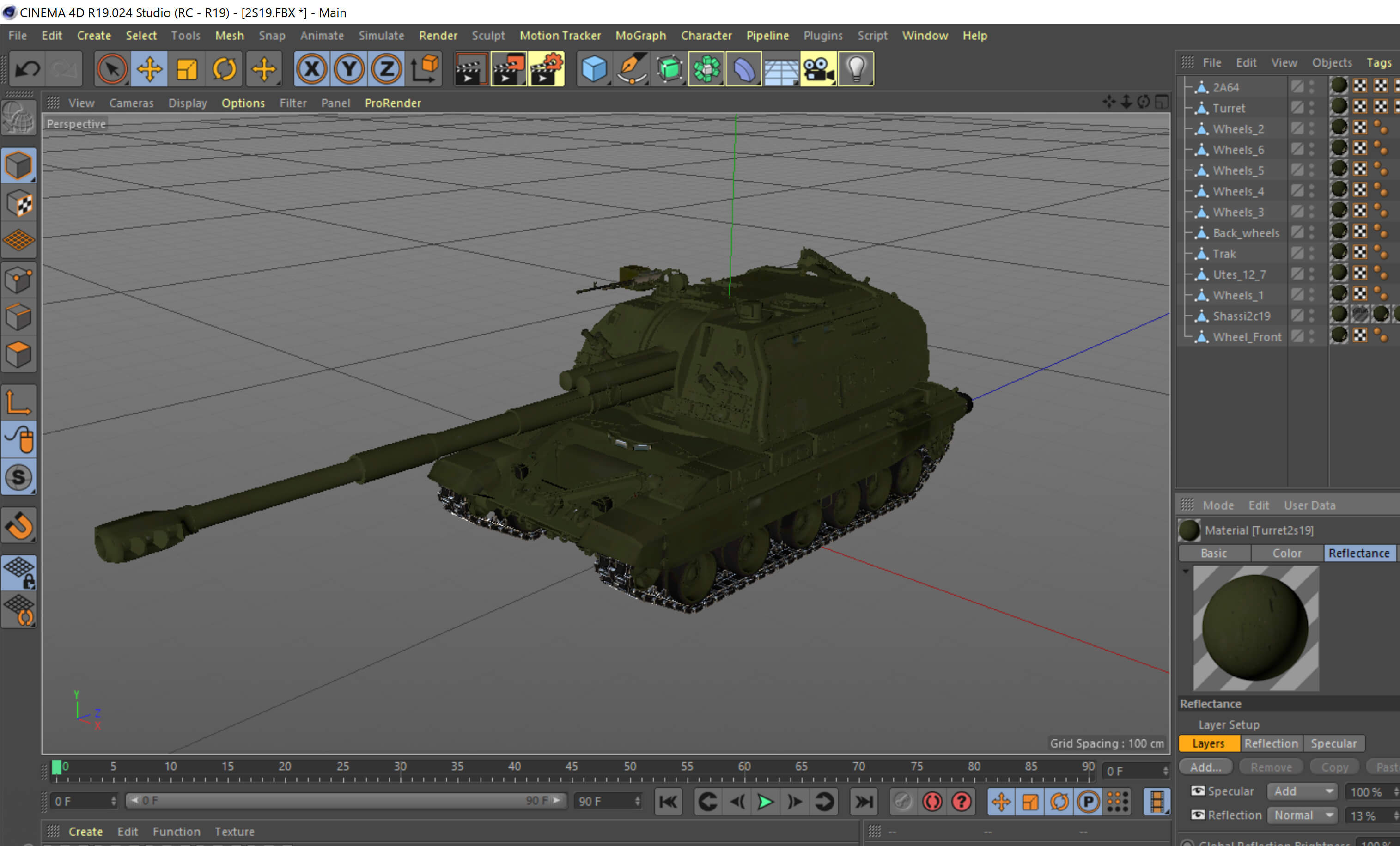 Msta-S 2S19 Self-Propelled Howitzer 3D Model by citizensnip