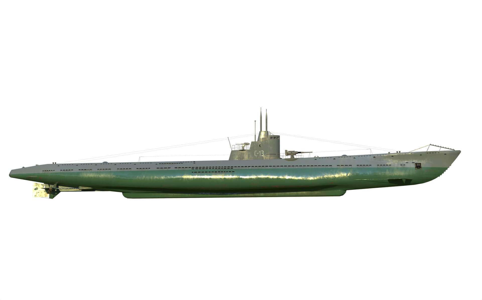 Soviet Submarine S-13 Stalinets Class Submarine 3D Model by citizensnip