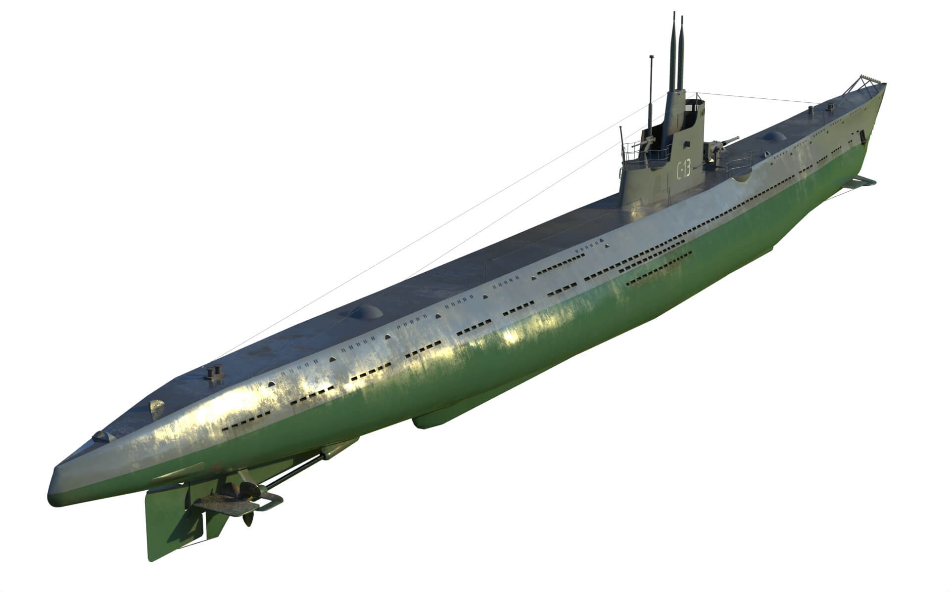 Soviet Submarine S-13 Stalinets Class Submarine 3D Model by citizensnip