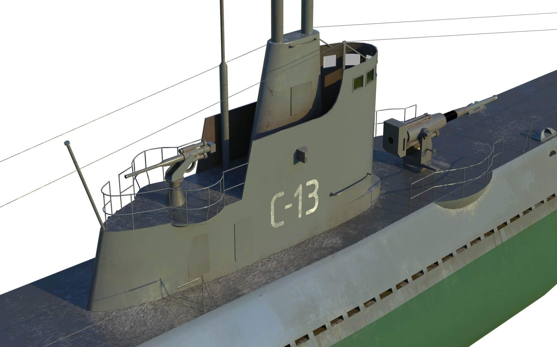 Soviet Submarine S-13 Stalinets Class Submarine 3D Model by citizensnip