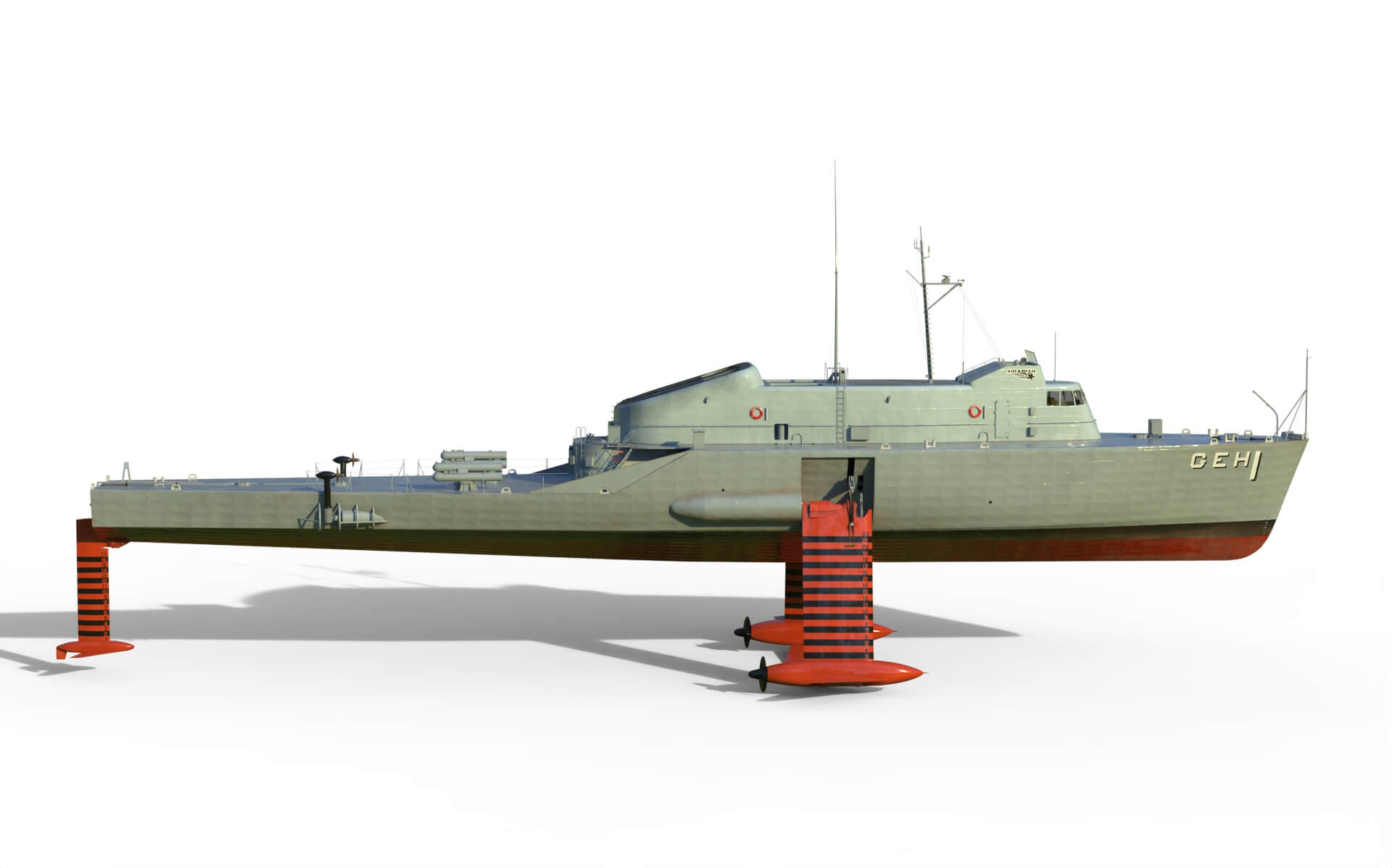 USS Plainview Ageh Hydrofoil Ship - 3D Model by citizensnip