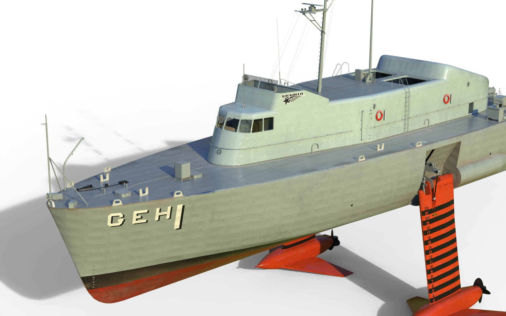 USS Plainview Ageh Hydrofoil Ship - 3D Model by citizensnip