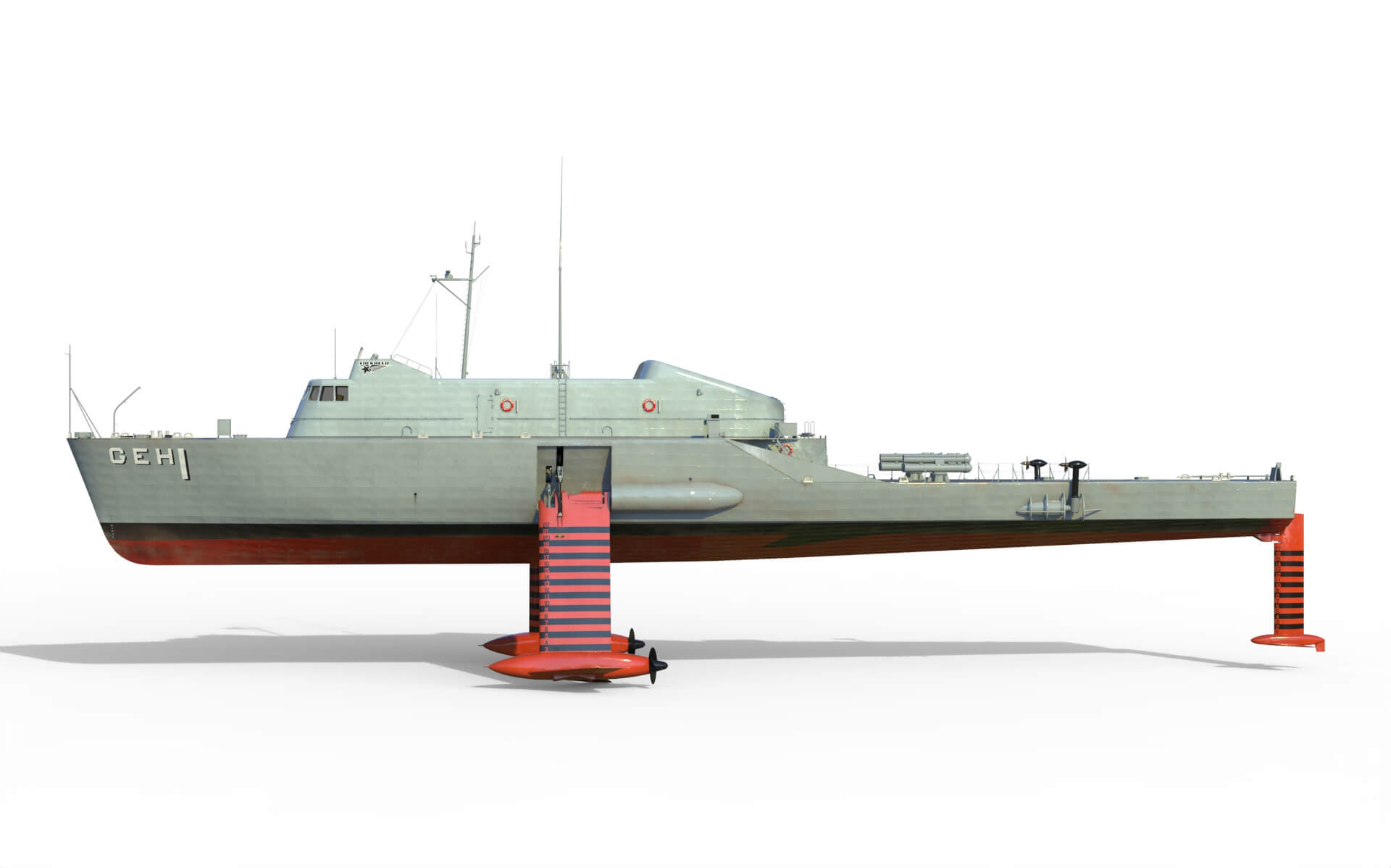 USS Plainview Ageh Hydrofoil Ship - 3D Model by citizensnip