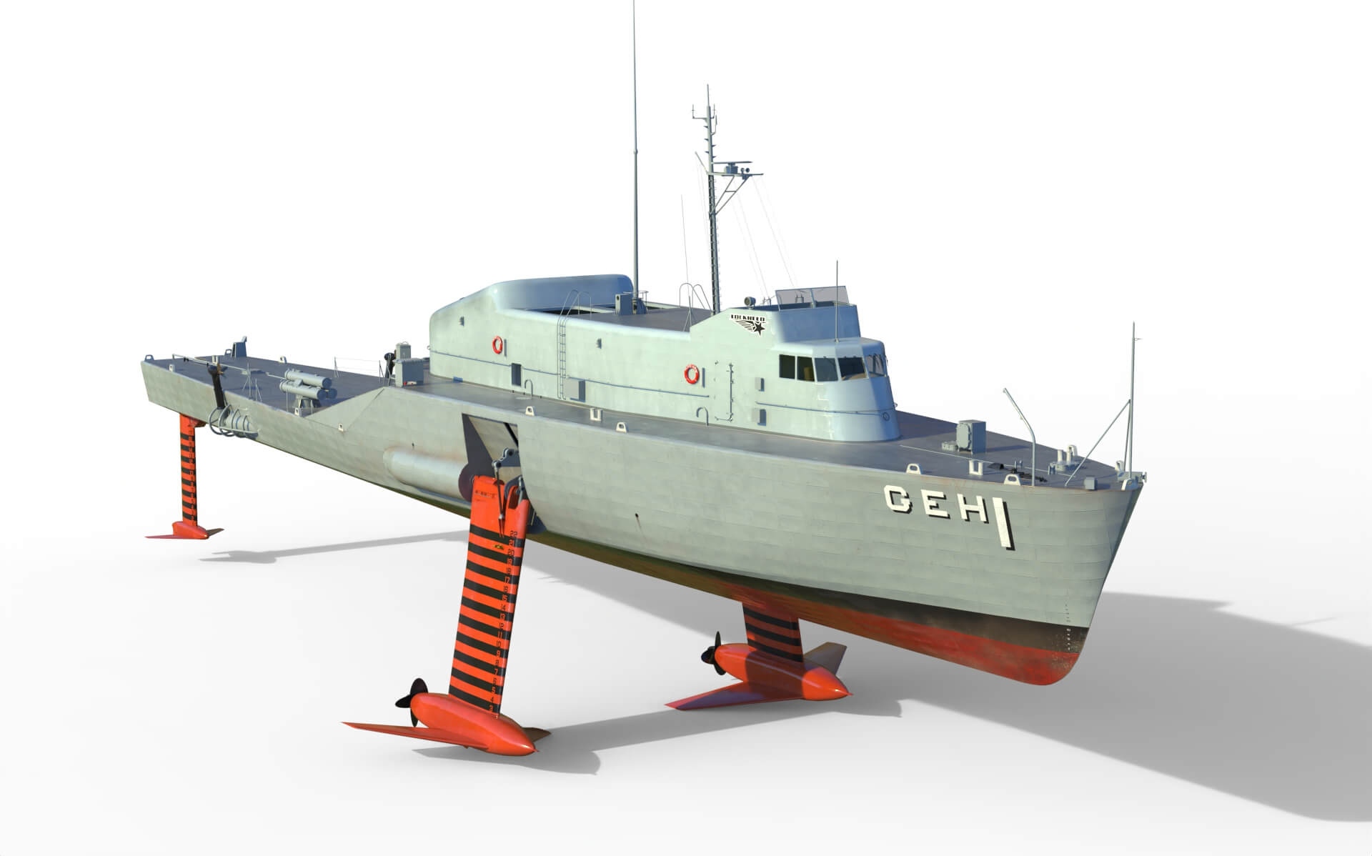USS Plainview Ageh Hydrofoil Ship - 3D Model by citizensnip