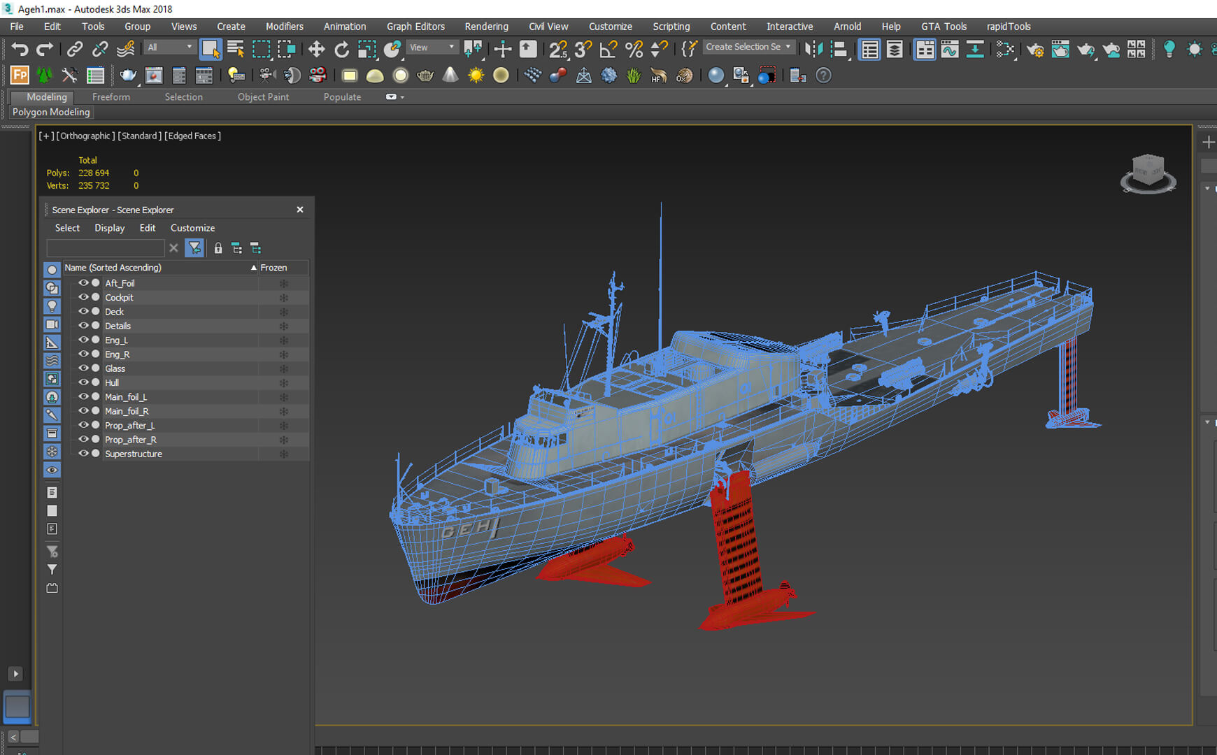 USS Plainview Ageh Hydrofoil Ship - 3D Model by citizensnip