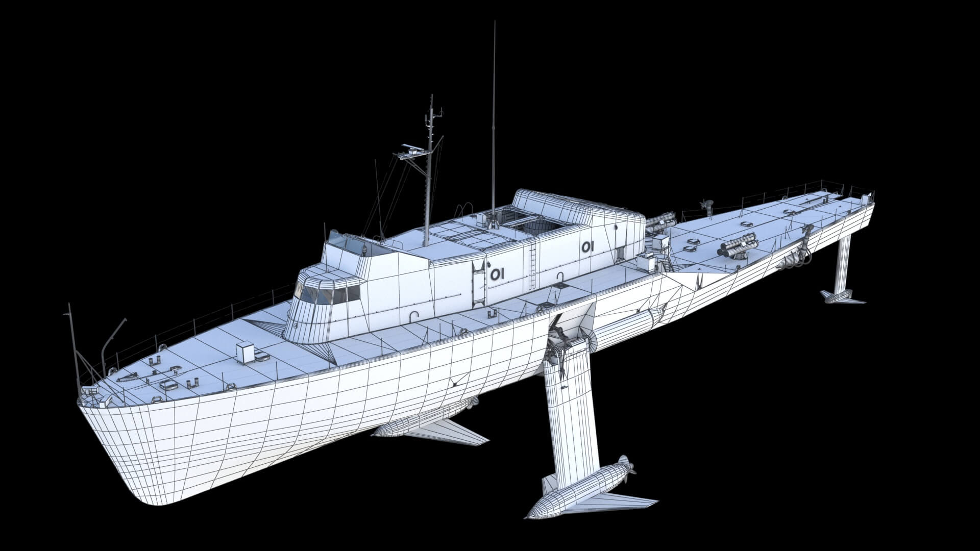 USS Plainview Ageh Hydrofoil Ship - 3D Model by citizensnip