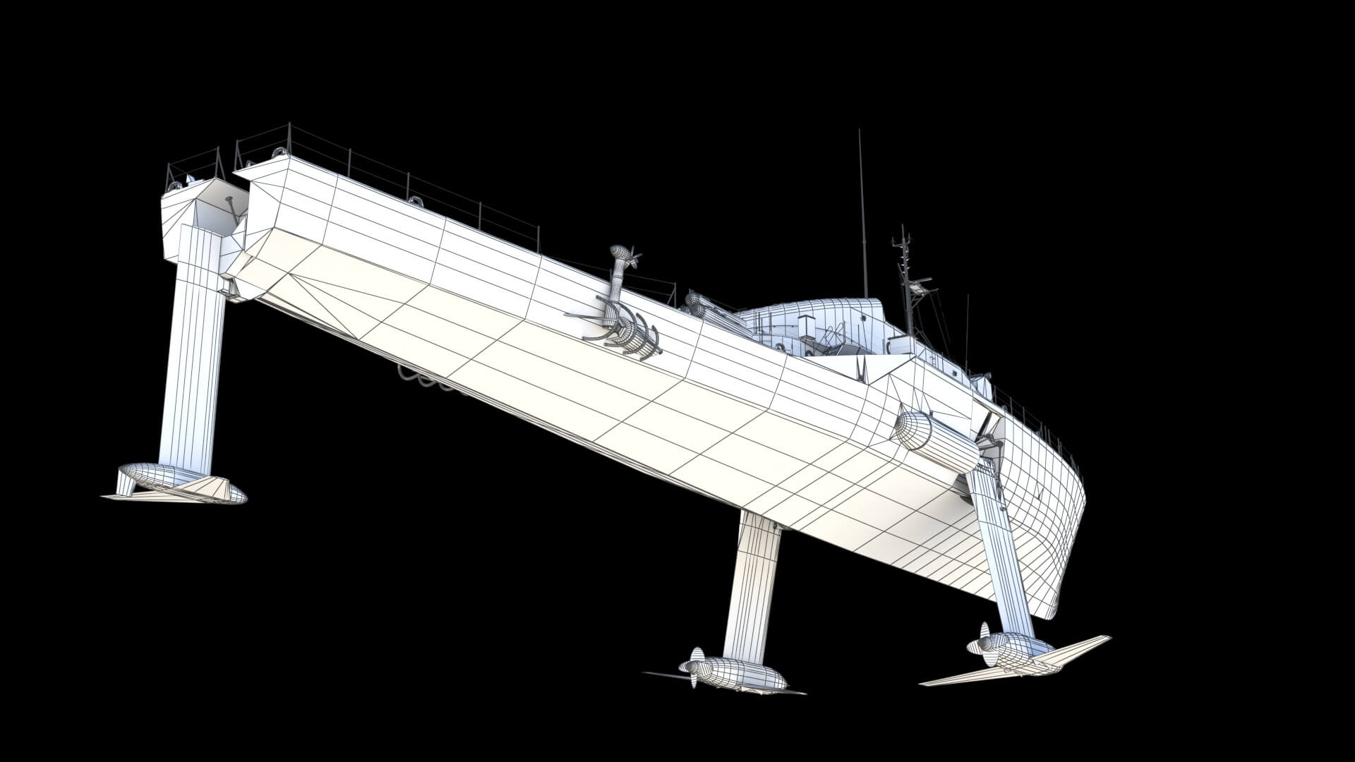 USS Plainview Ageh Hydrofoil Ship - 3D Model by citizensnip