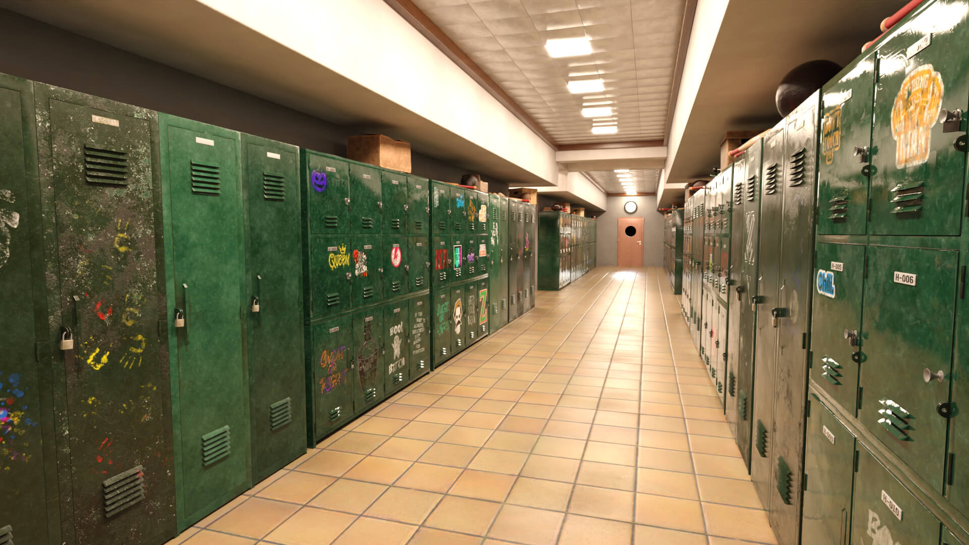 DAZ Content Bundle: 1970 Locker Hallway, Clean and Abandoned by clacydarch