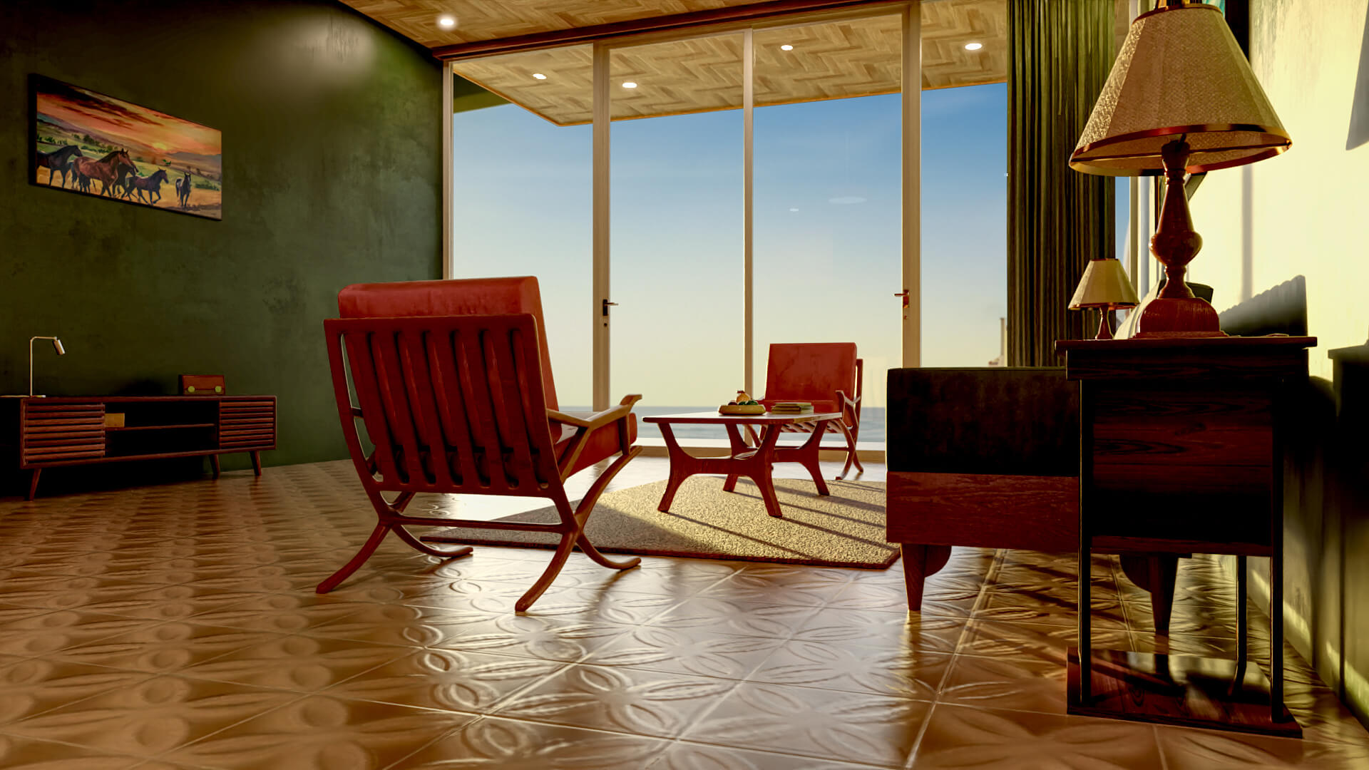 70S Living Room - Daz Content by clacydarch