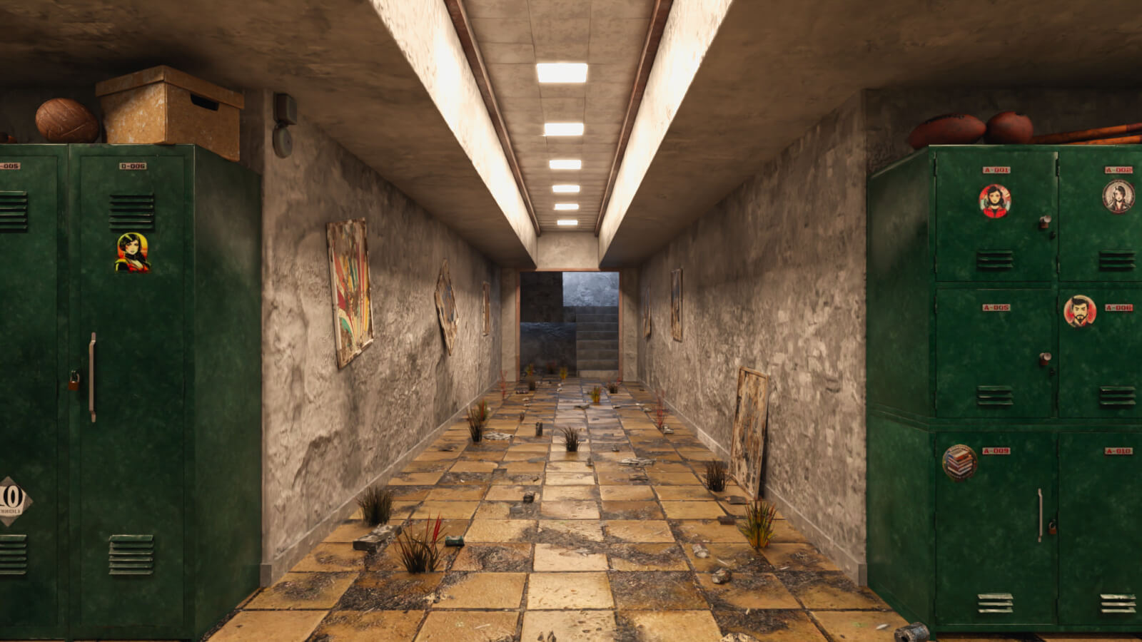Abandoned 1970 Locker Hallway 3D Render | RenderHub Gallery
