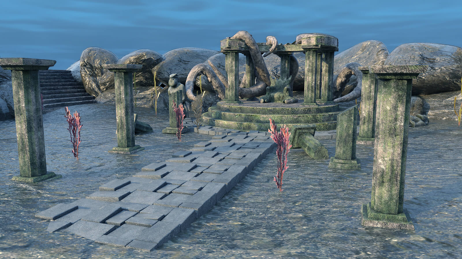 Atlantic Throne 3D Render, Digital Art by clacydarch