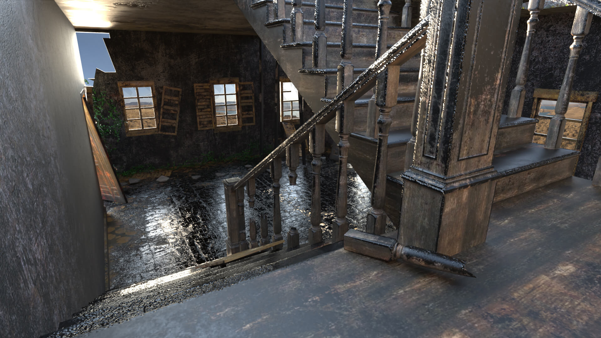 Burned House Down 3D Render, Digital Art by clacydarch