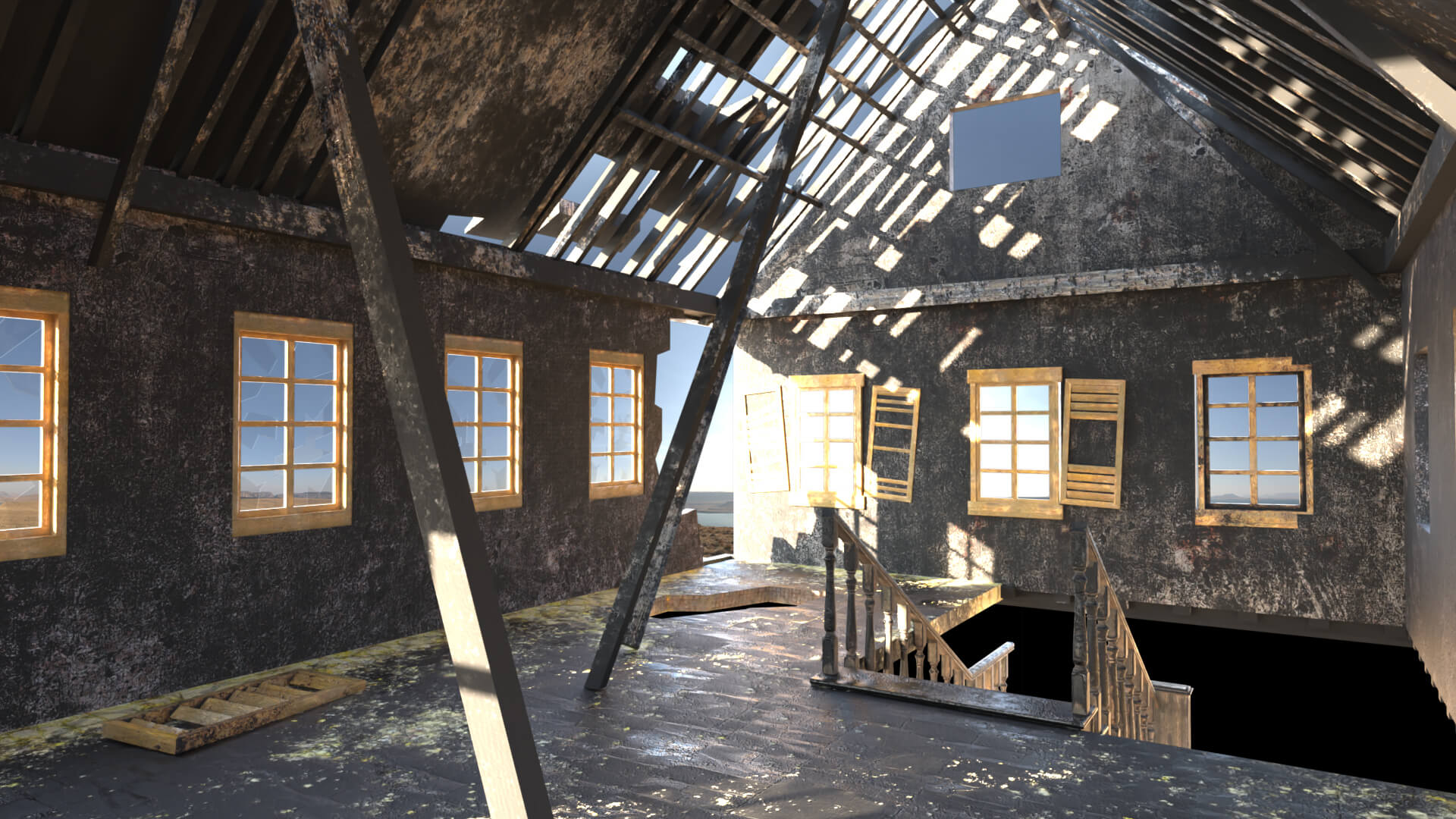 Burned House Up 3D Render, Digital Art by clacydarch