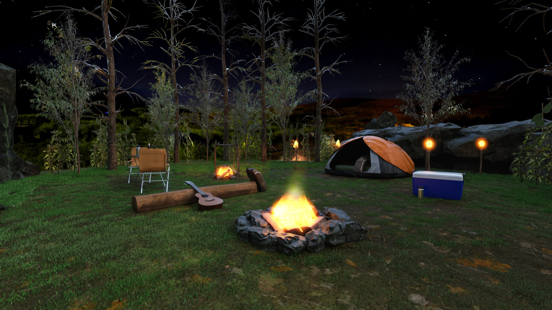 Camping Site 3D Render, Digital Art by clacydarch