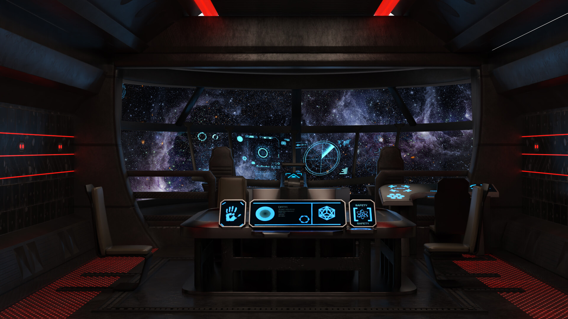 Captain's Space Cockpit 3D Render, Digital Art by clacydarch