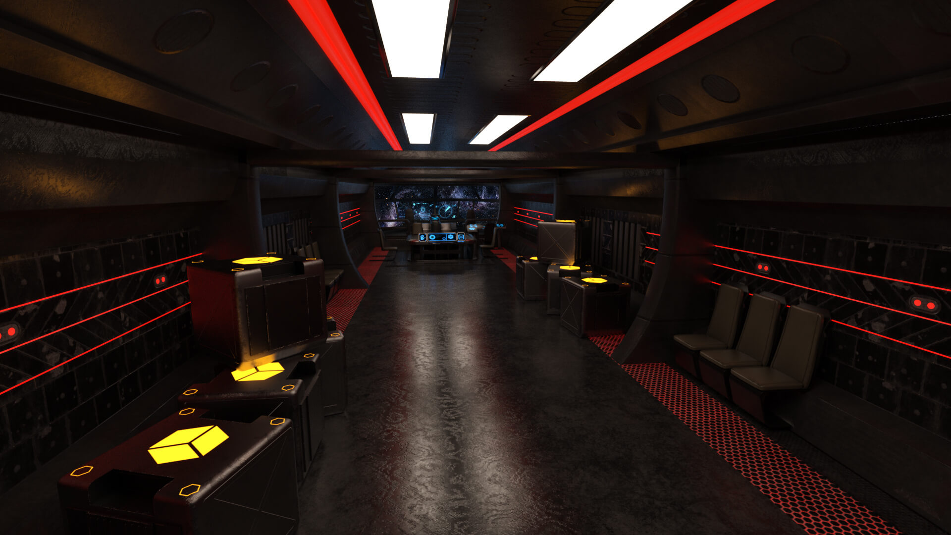Captain's Space Cockpit 3D Render, Digital Art by clacydarch