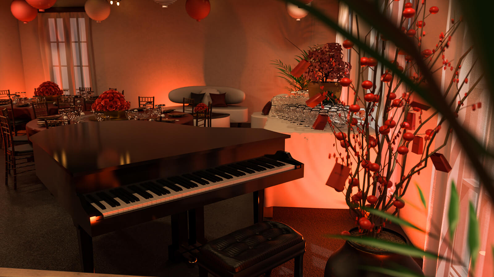 Chinese Restaurant 3D Render, Digital Art by clacydarch