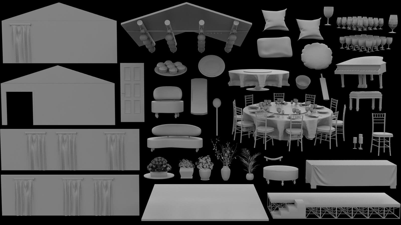 Chinese Restaurant 3D Render, Digital Art by clacydarch