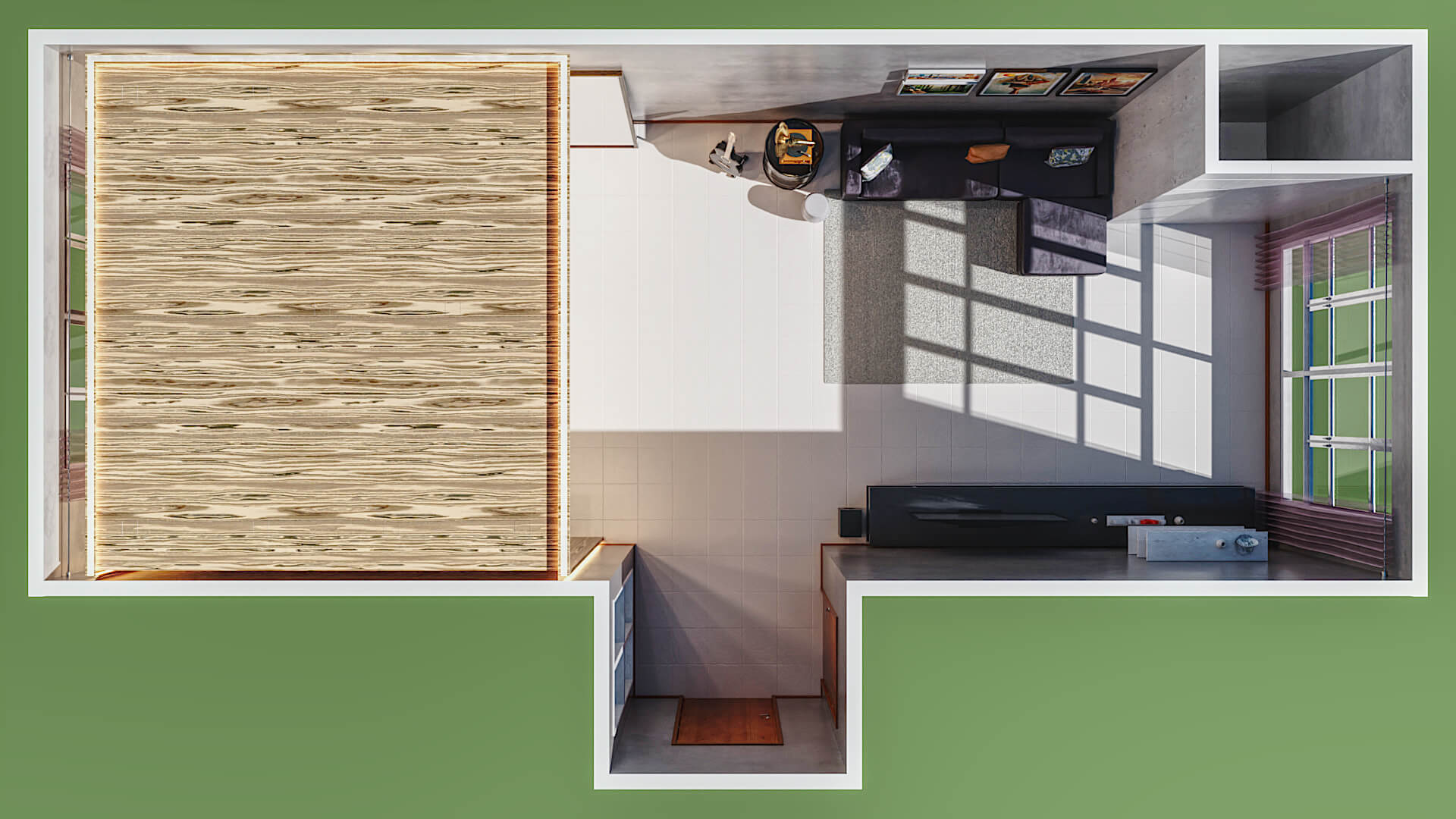 Conduit Living Room 3D Render, Digital Art by clacydarch