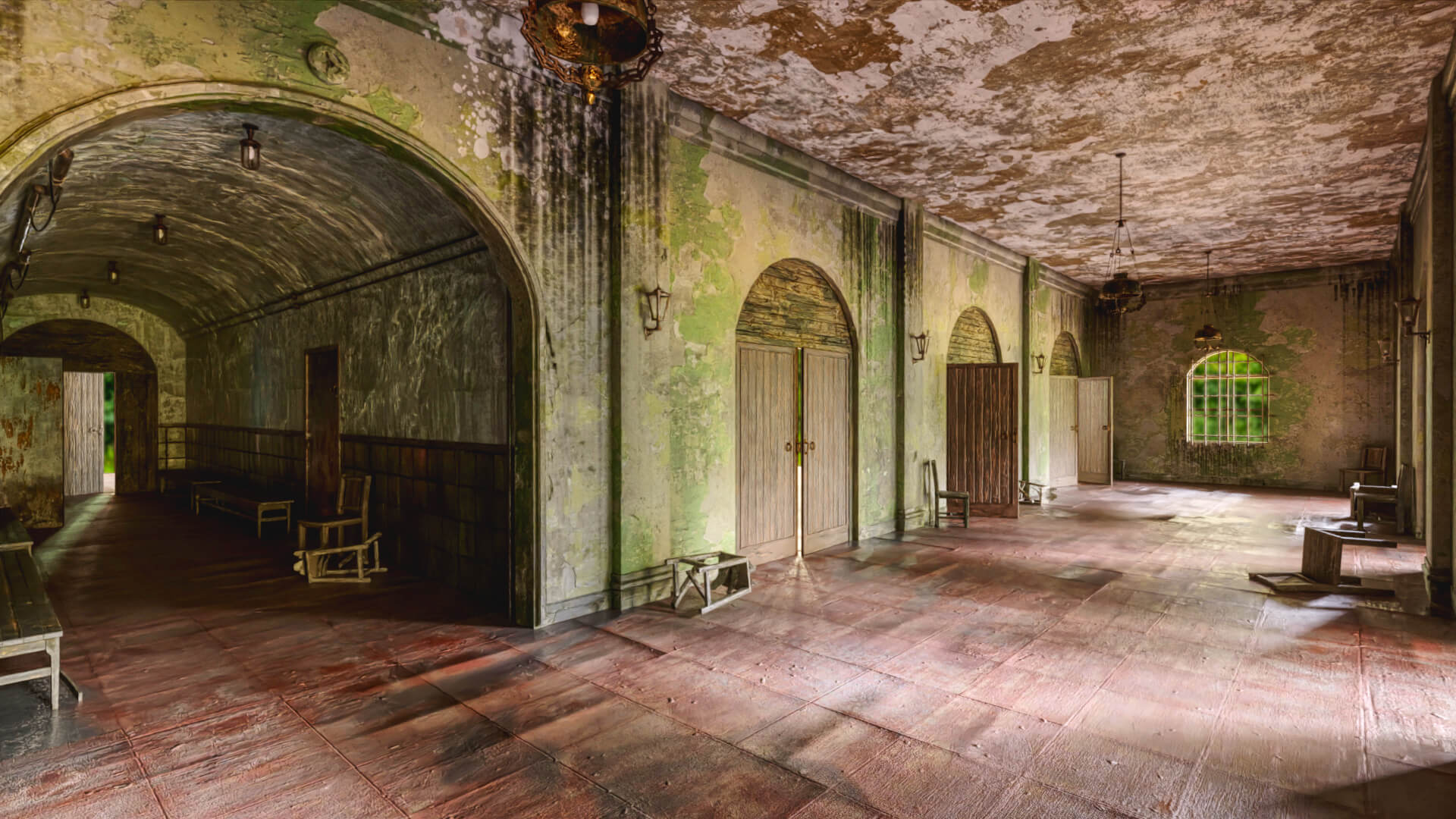 Creepy Corridor 3D Render, Digital Art by clacydarch