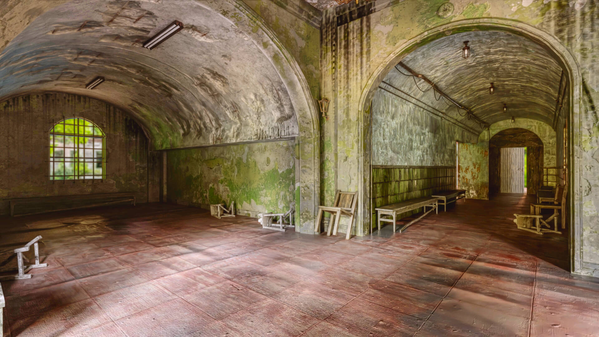 Creepy Corridor 3D Render, Digital Art by clacydarch