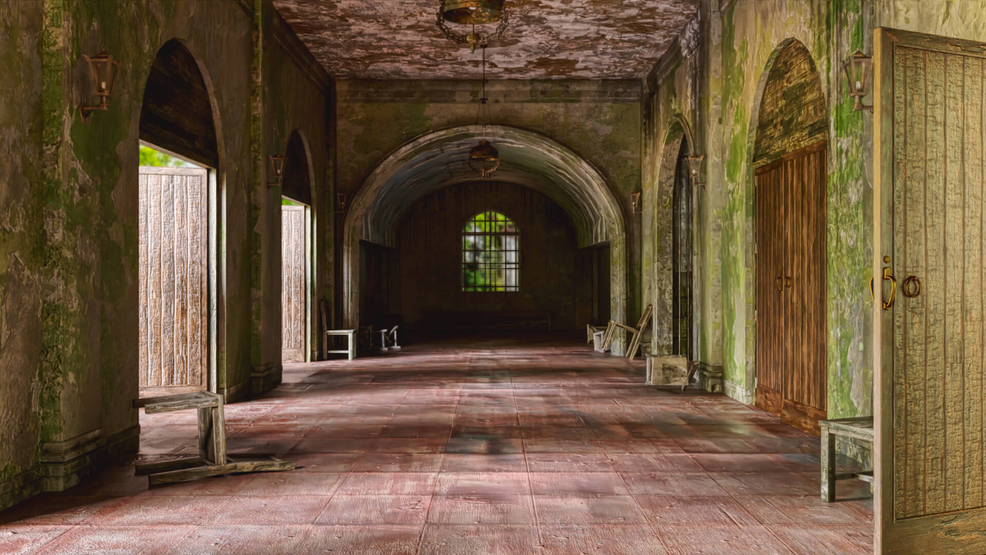 Creepy Corridor 3D Render, Digital Art by clacydarch