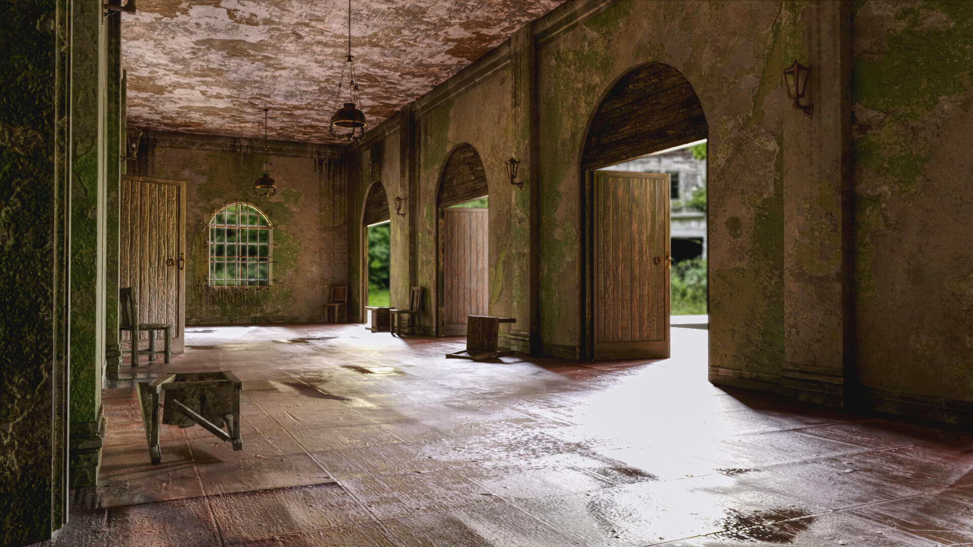 Creepy Corridor 3D Render, Digital Art by clacydarch