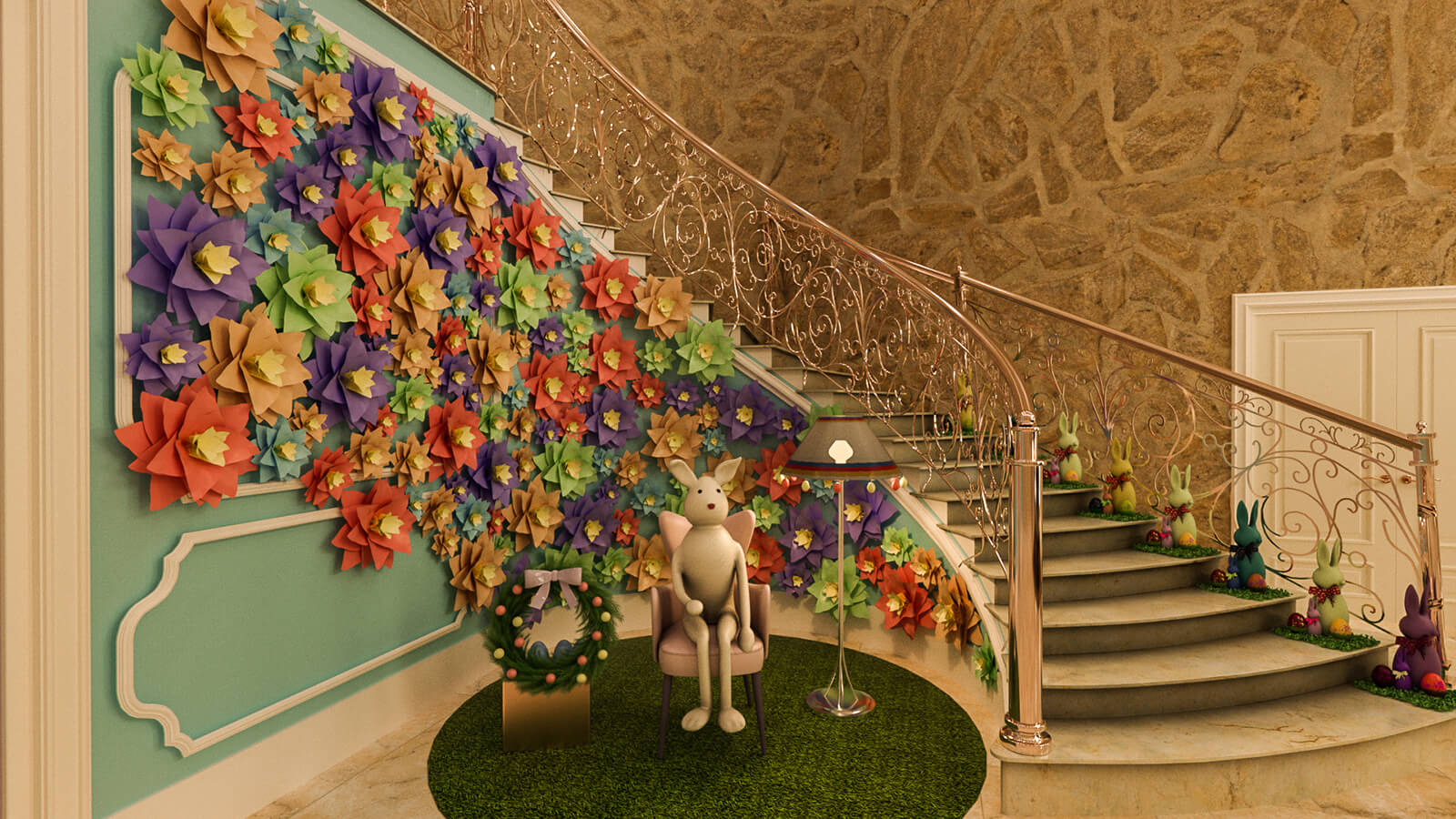 Easter Brunch 3D Render, Digital Art by clacydarch