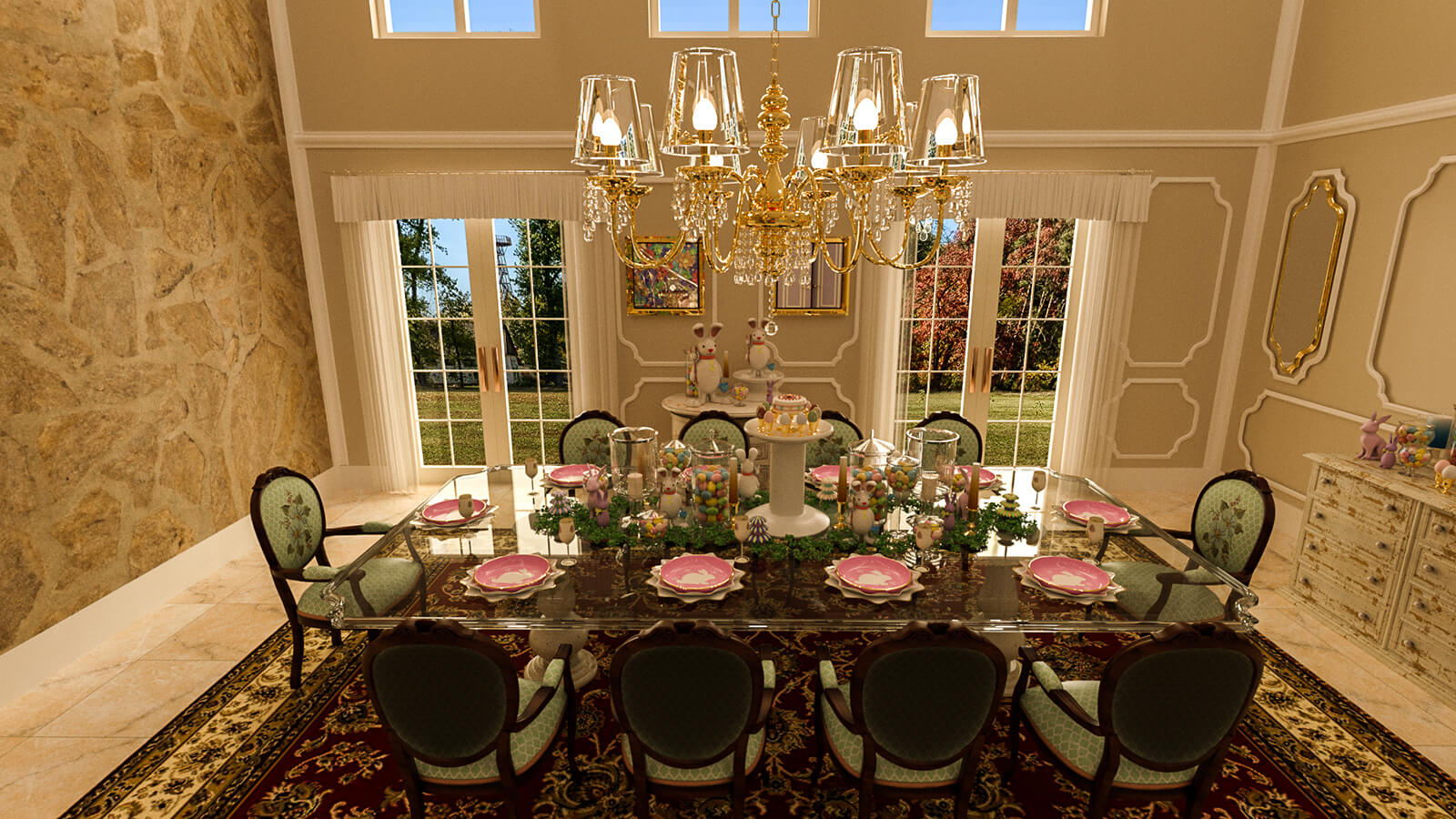 Easter Brunch 3D Render, Digital Art by clacydarch