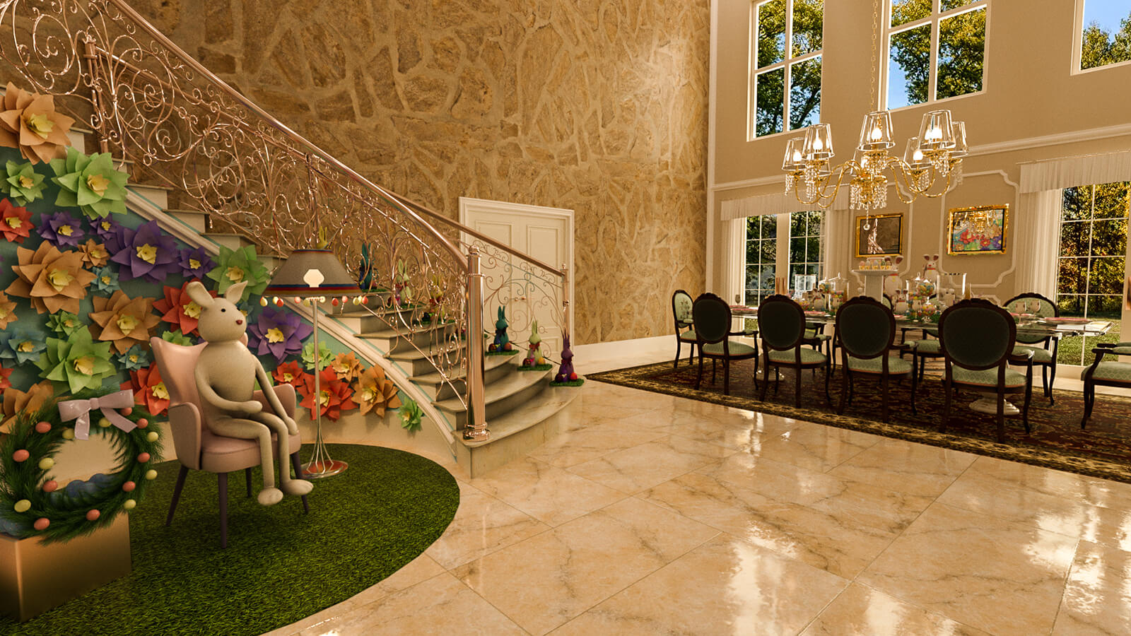 Easter Brunch 3D Render, Digital Art by clacydarch