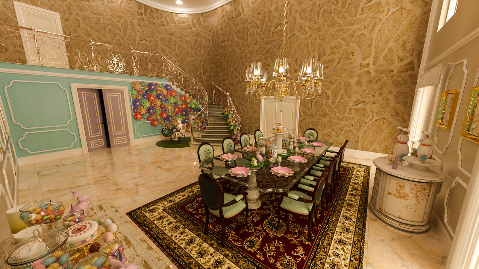 Easter Brunch 3D Render, Digital Art by clacydarch