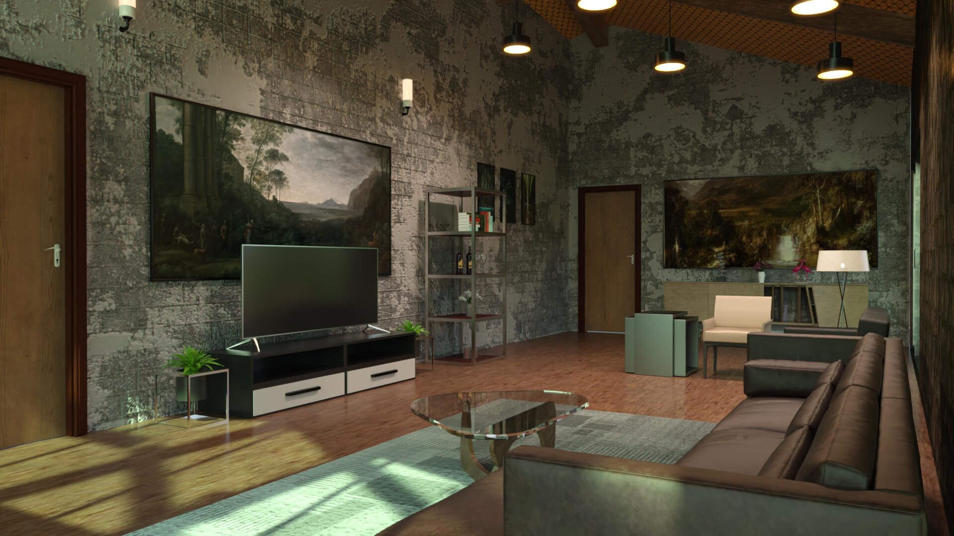 Energy-Efficient Living Room 3D Render, Digital Art by clacydarch