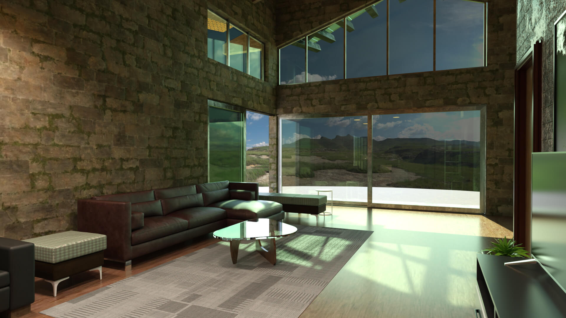 Energy-Efficient Living Room 3D Render, Digital Art by clacydarch