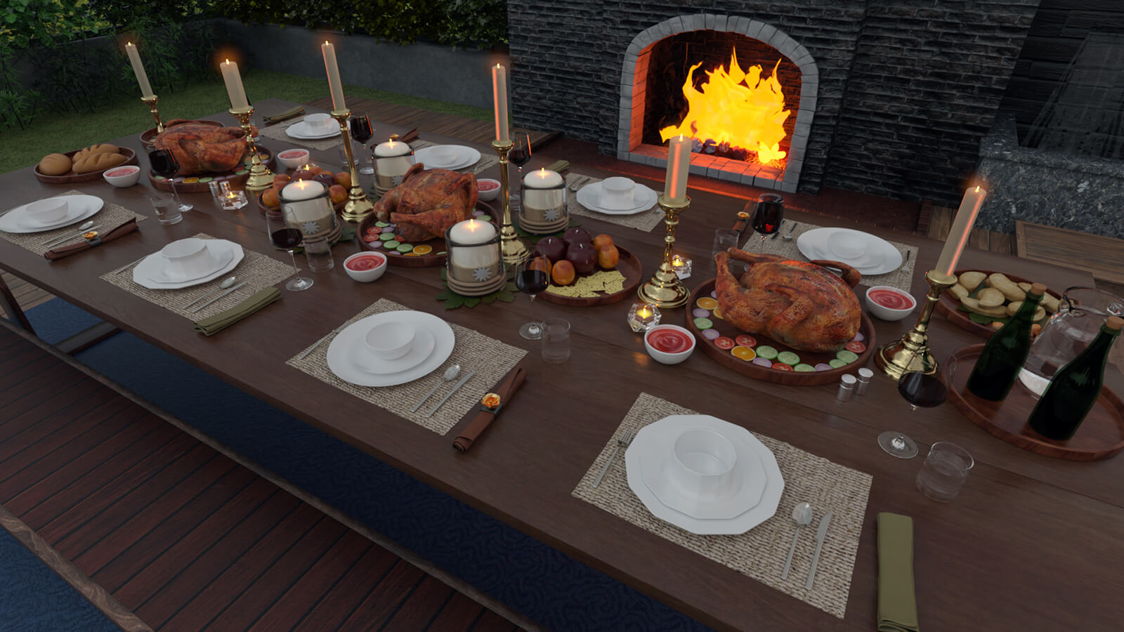 Give Thanks Feast 3D Render, Digital Art by clacydarch