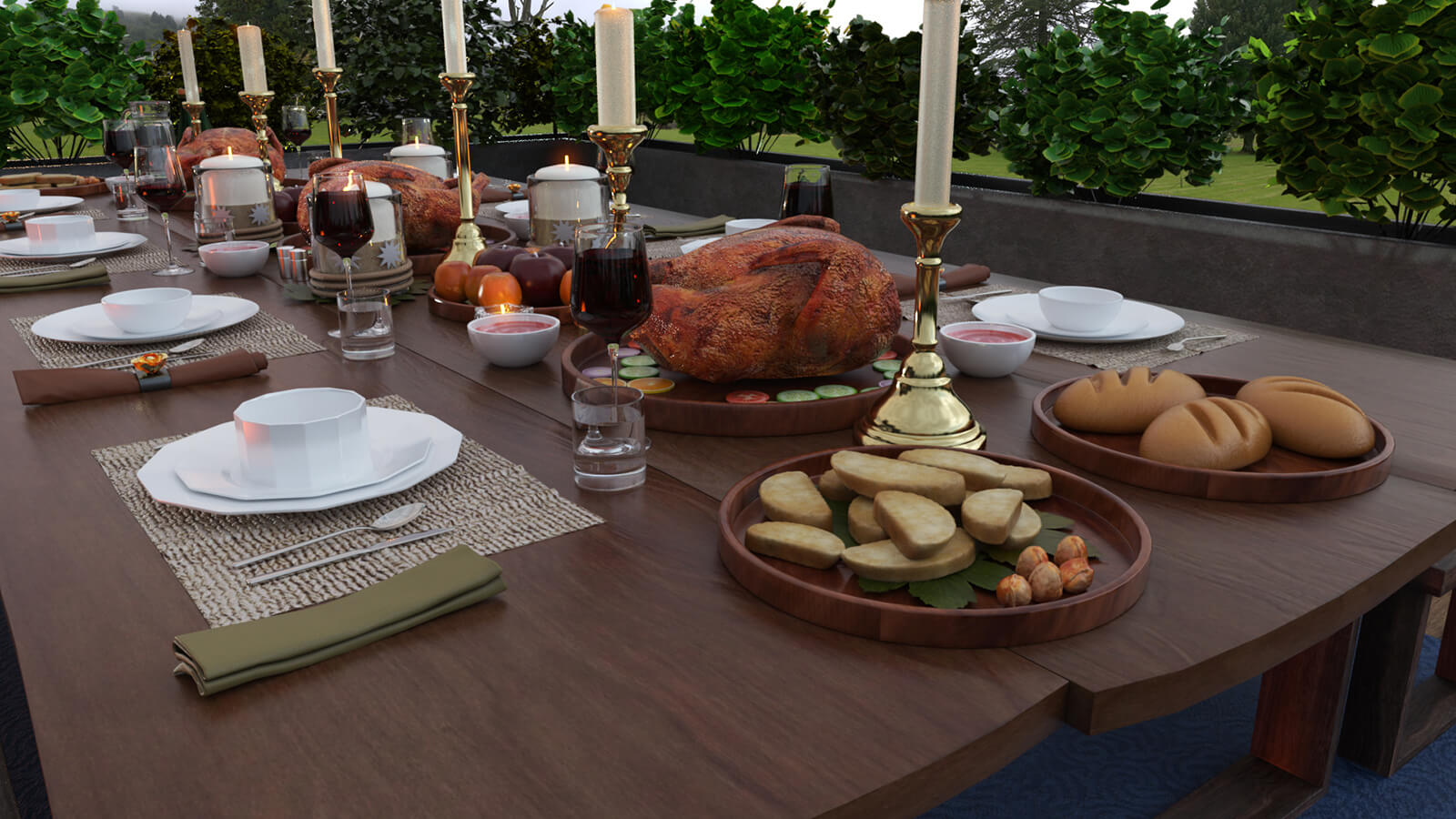 Give Thanks Feast 3D Render, Digital Art by clacydarch