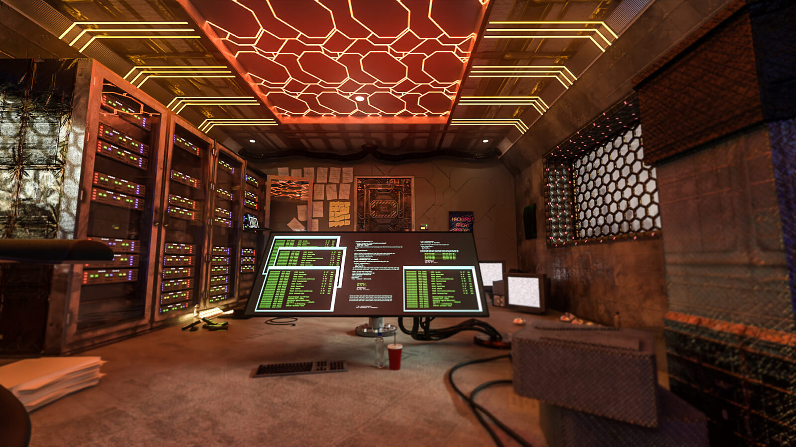 Hackers Room 3D Render, Digital Art by clacydarch