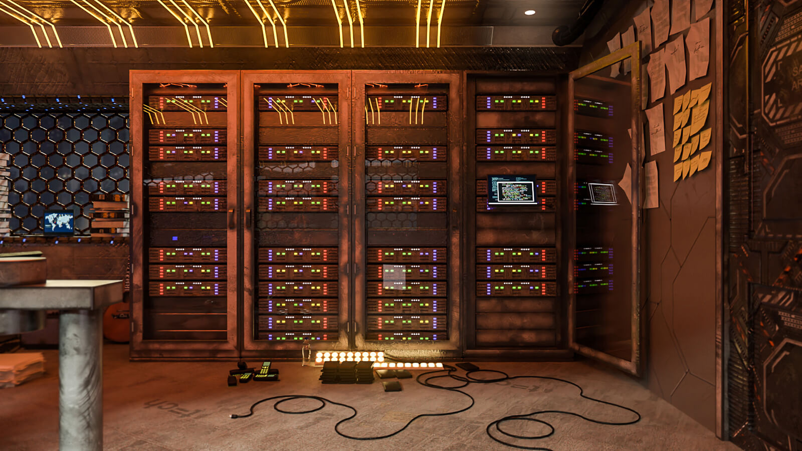 Hackers Room 3D Render, Digital Art by clacydarch