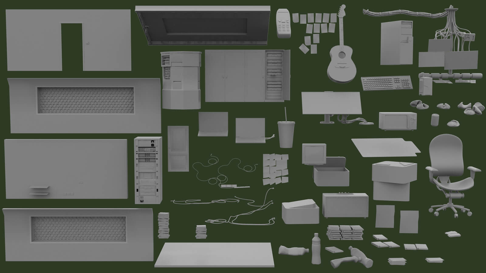 Hackers Room 3D Render, Digital Art by clacydarch