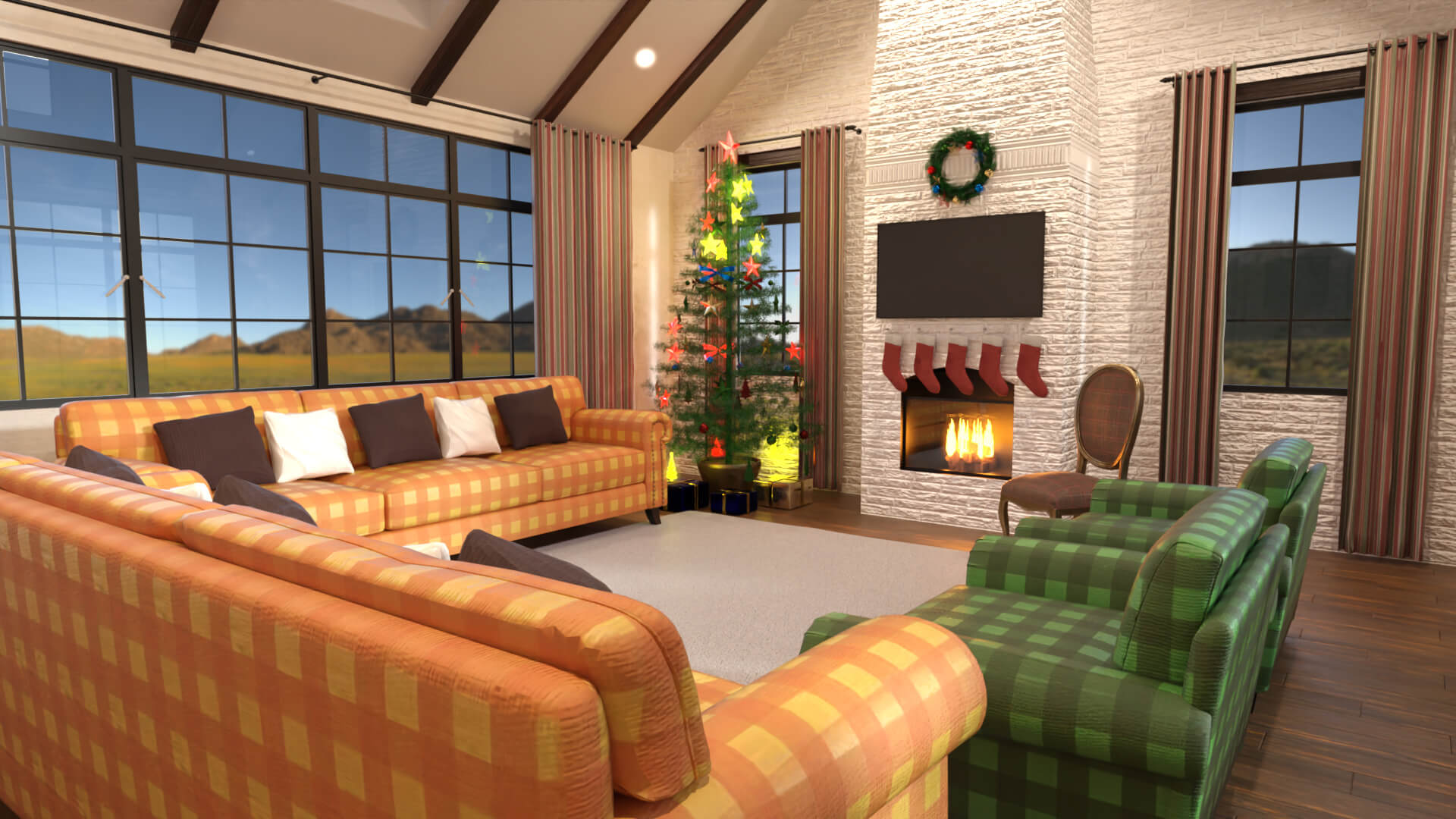 Holiday Lounge 3D Render, Digital Art by clacydarch