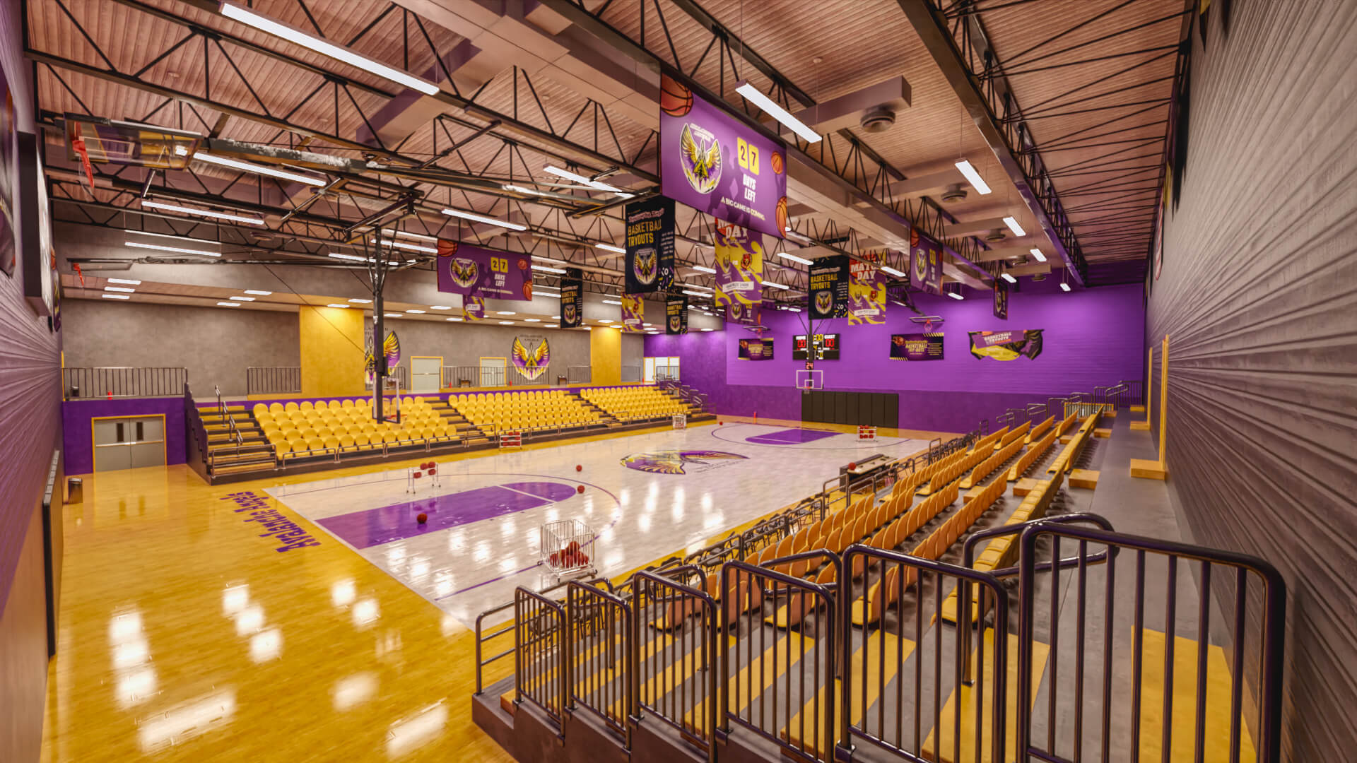 HS Basketball Gym Avalanche Angels 3D Render | RenderHub Gallery
