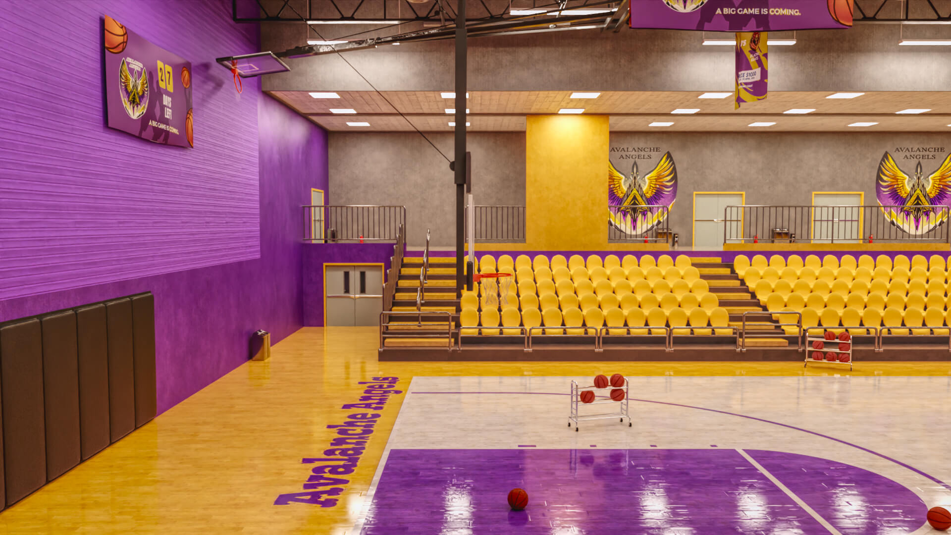 HS Basketball Gym Avalanche Angels 3D Render by clacydarch
