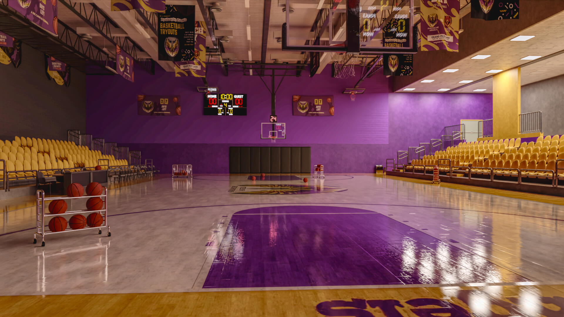 HS Basketball Gym Avalanche Angels 3D Render by clacydarch
