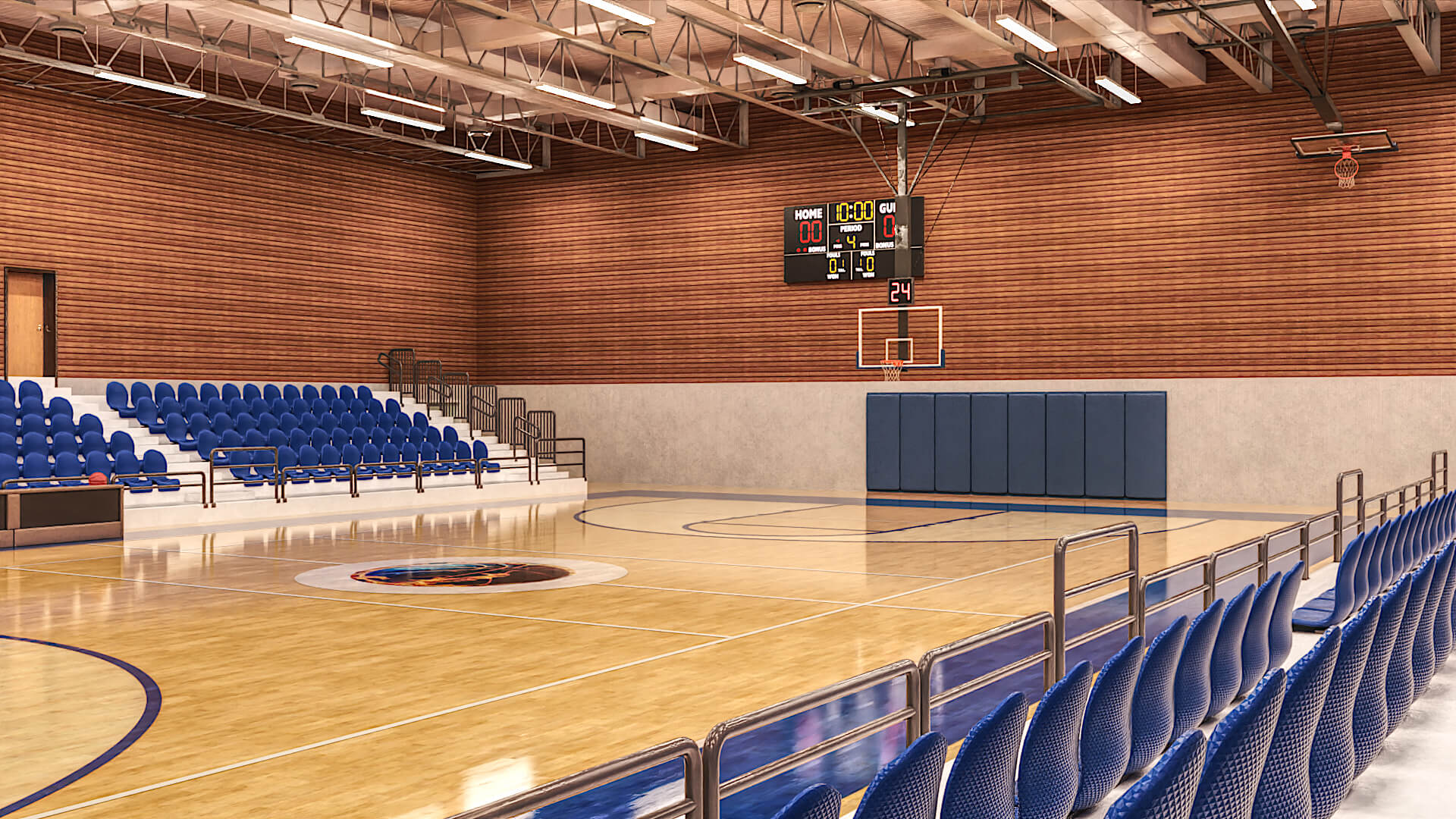 HS Basketball Gym Base 3D Render, Digital Art by clacydarch
